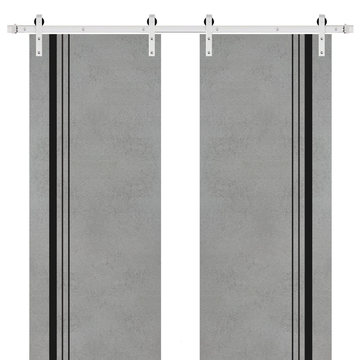 Sturdy Double Barn Door 36 x 80 inches with | Planum 0011 Concrete with ...
