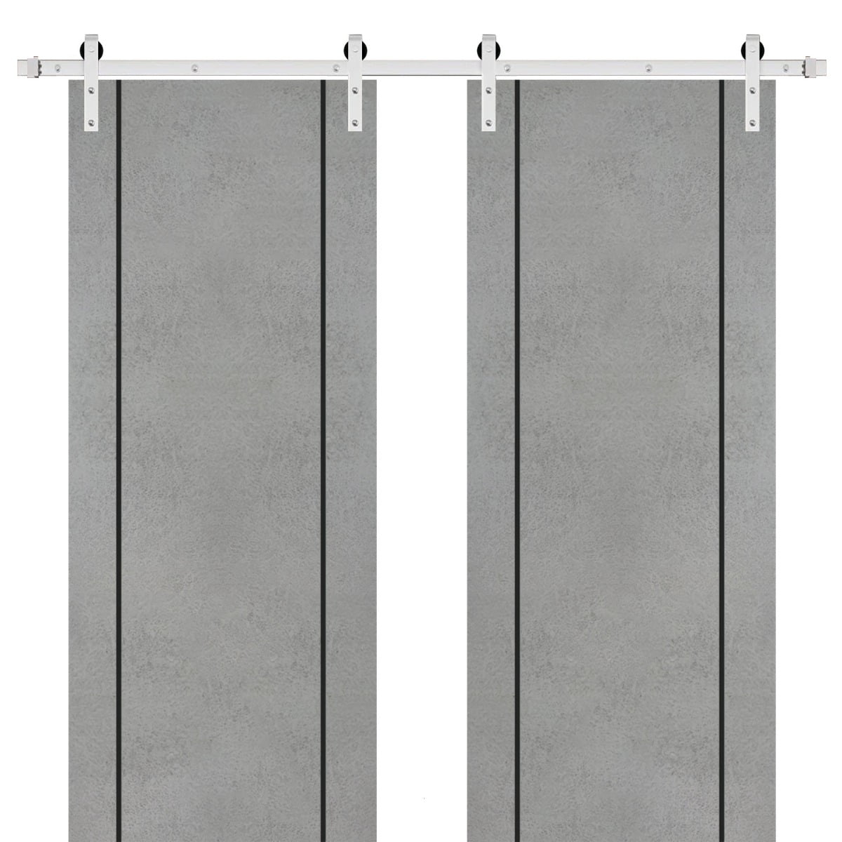 Sturdy Double Barn Door 36 x 96 inches with | Planum 0016 Concrete with ...