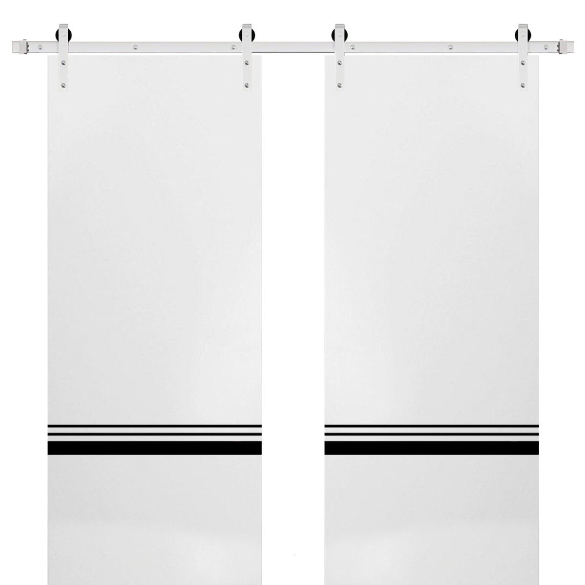 Sturdy Double Barn Door 48 x 80 inches with | Planum 0012 White Silk ...