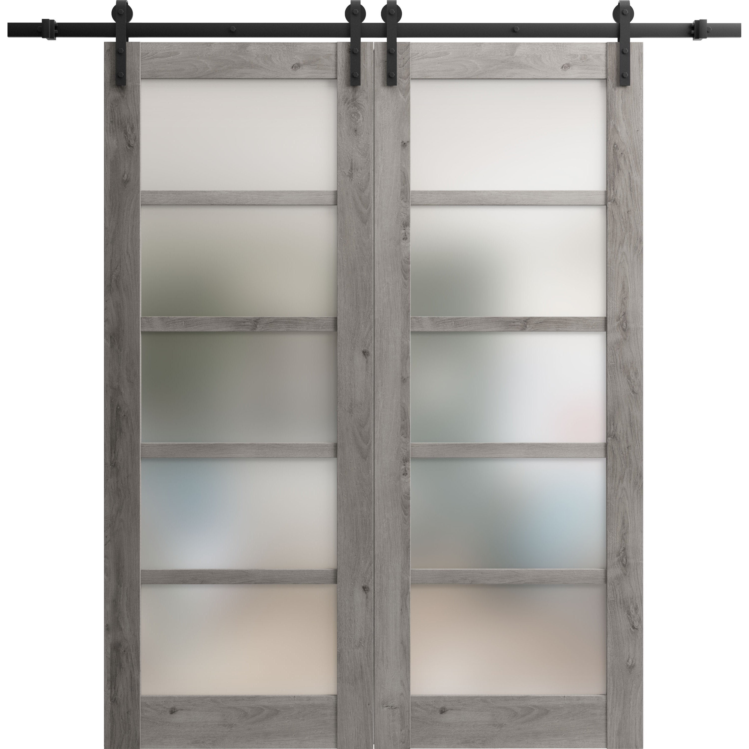 Sturdy Double Barn Door 56 x 80 inches | Quadro 4002 Nebraska Grey with ...
