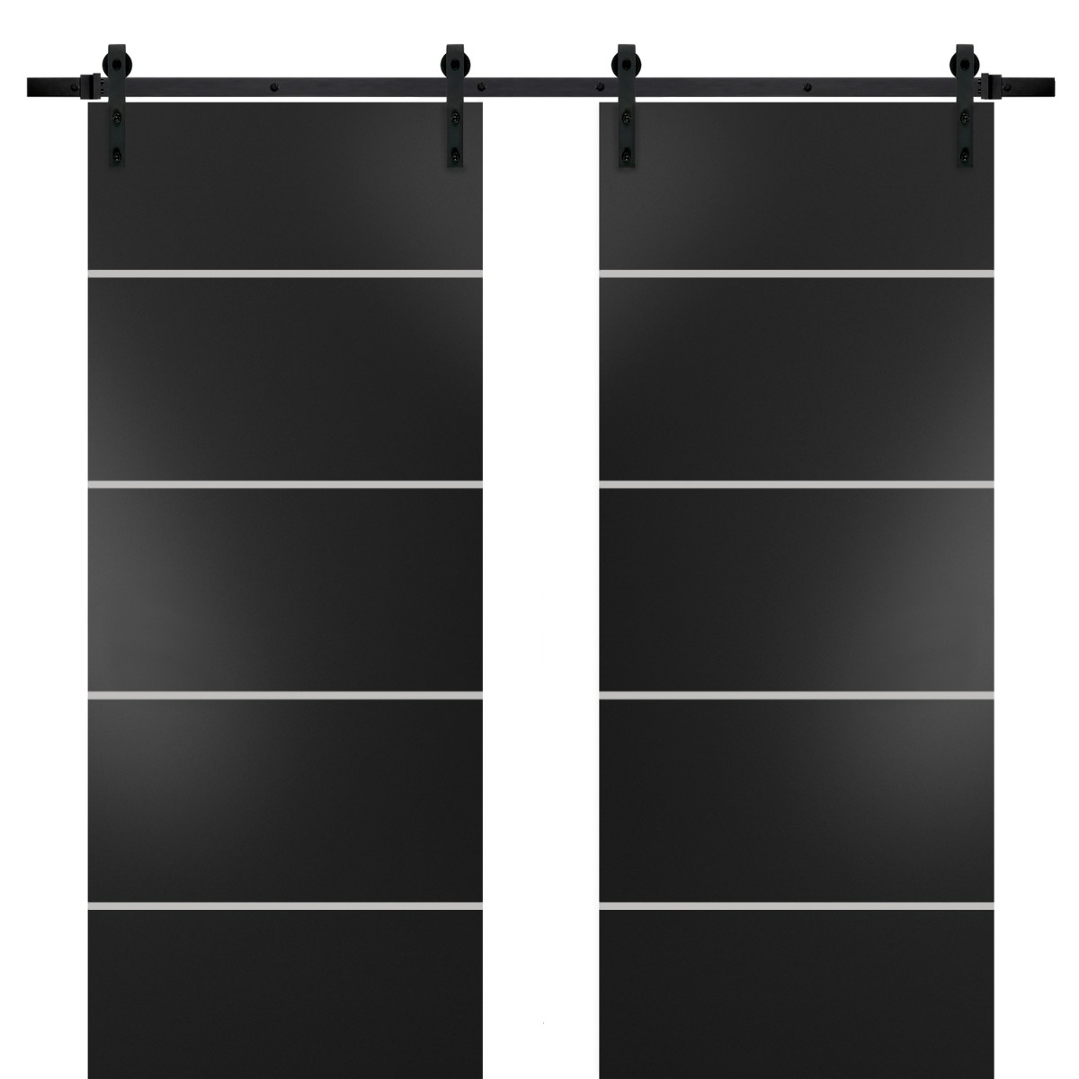 Sturdy Double Barn Door 60 X 80 Inches With Planum 0210 Matte Black