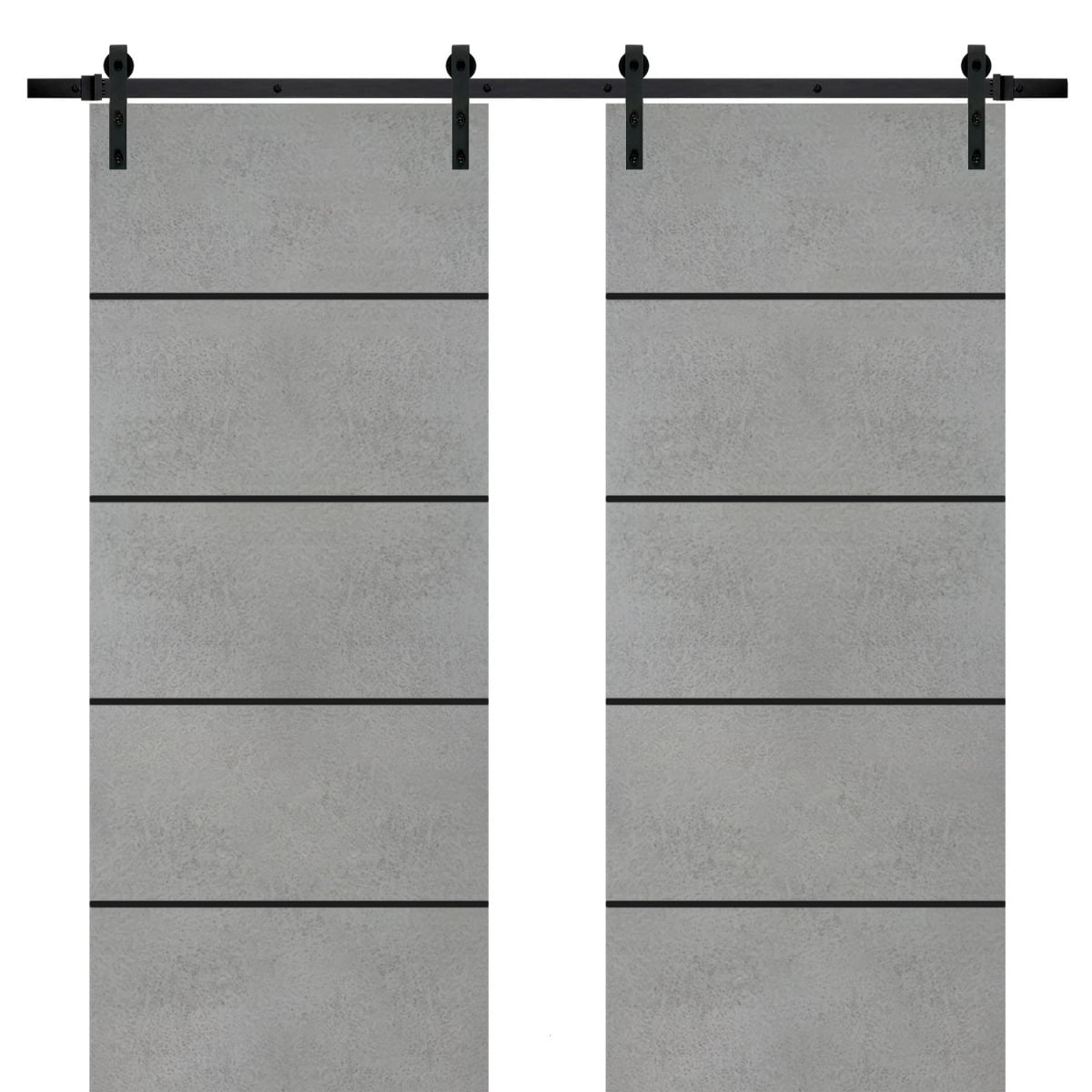 Sturdy Double Barn Door 60 x 84 inches with | Planum 0015 Concrete with ...