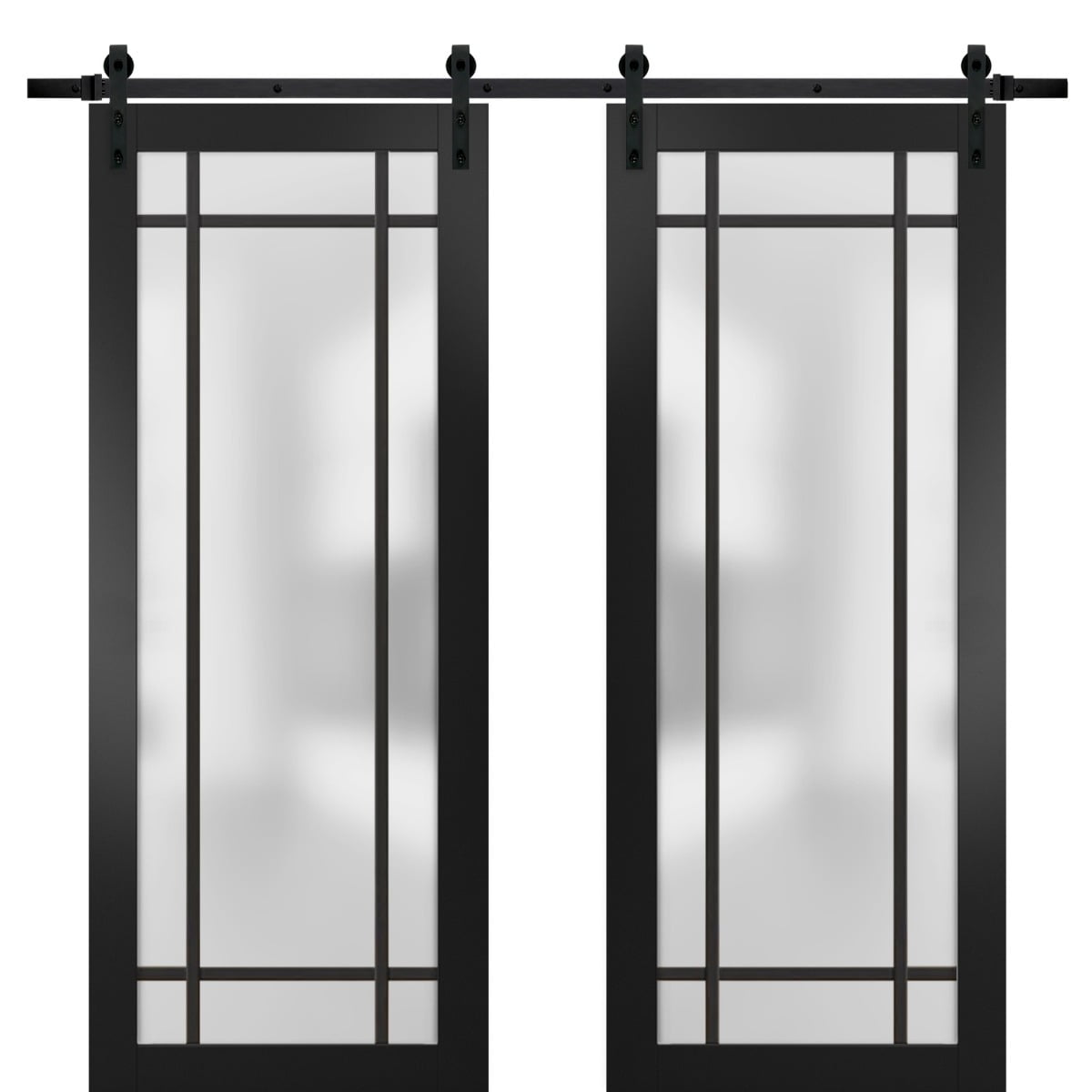 Sturdy Double Barn Door 72 x 80 inches | Planum 2112 Matte Black ...