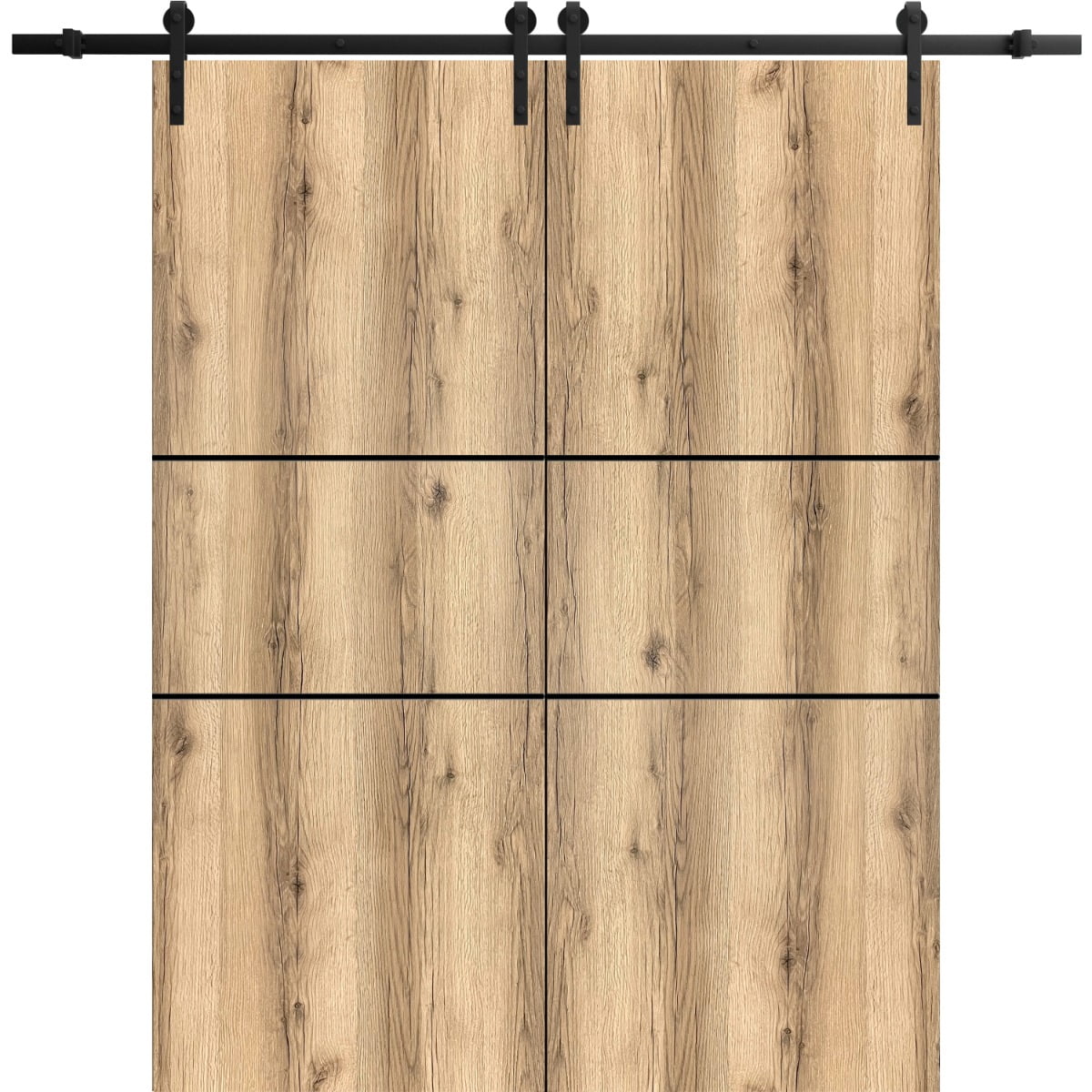 Sturdy Double Barn Door 72 x 84 inches with | Planum 0014 Oak with ...