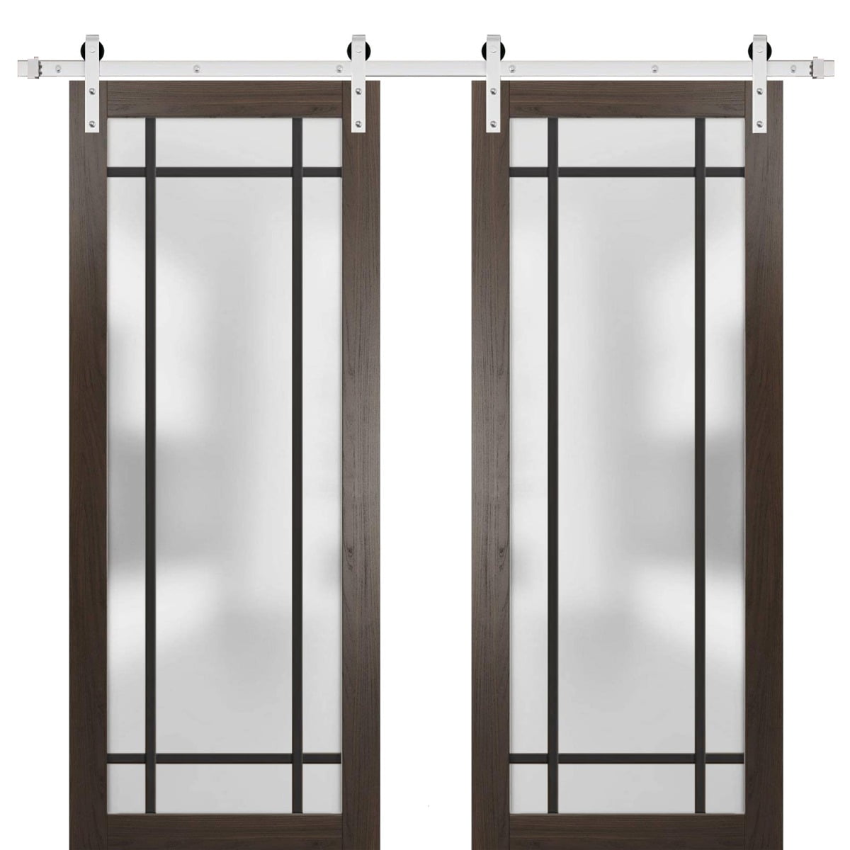 Sturdy Double Barn Door 72 x 96 inches | Planum 2112 Chocolate Ash ...