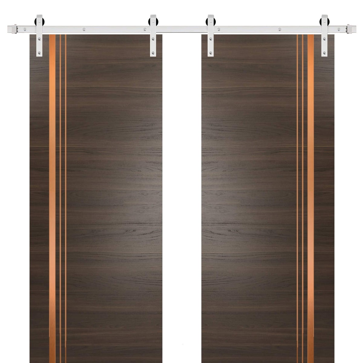 Sturdy Double Barn Door 84 x 80 inches with | Planum 1010 Chocolate Ash ...