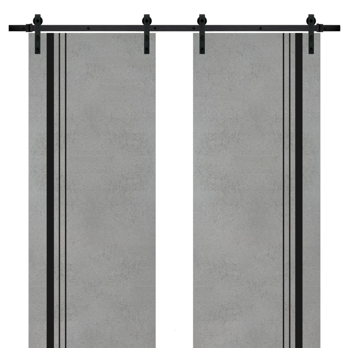 Sturdy Double Barn Door 84 x 84 inches with | Planum 0011 Concrete with ...