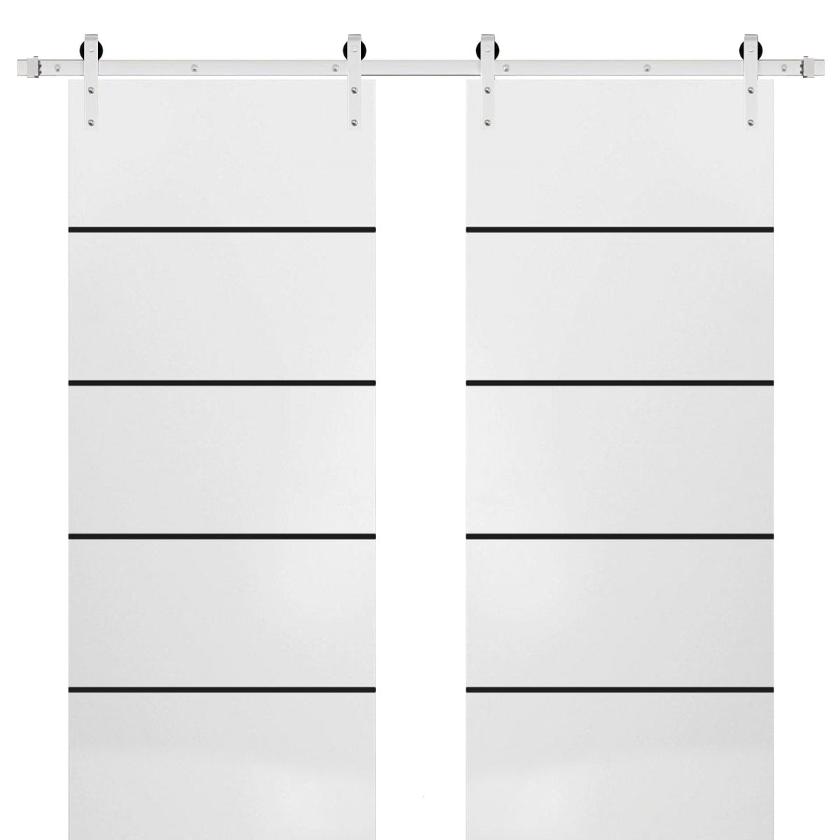 Sturdy Double Barn Door 84 x 84 inches with | Planum 0015 White Silk ...