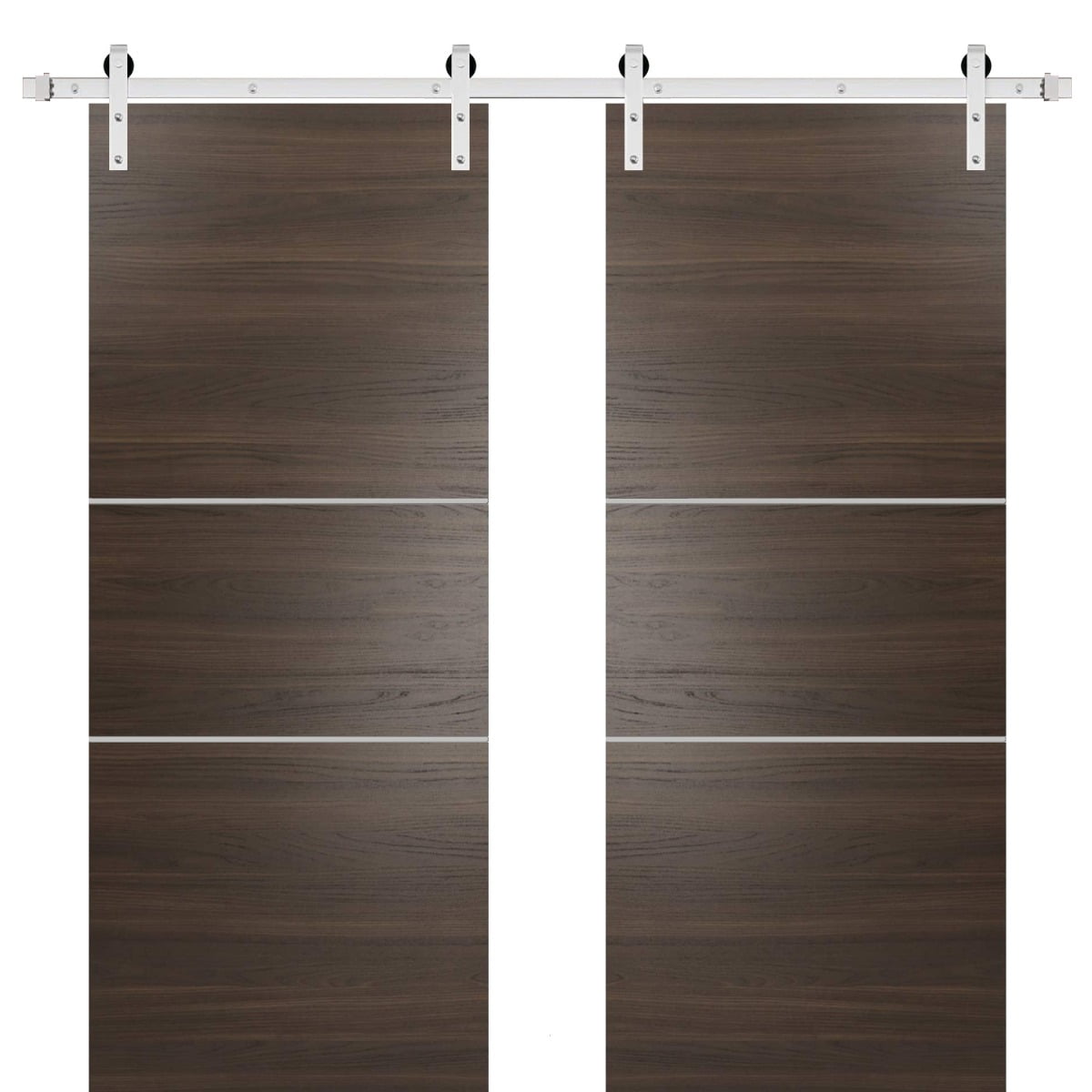 Sturdy Double Barn Door 84 x 84 inches with | Planum 0110 Chocolate Ash ...