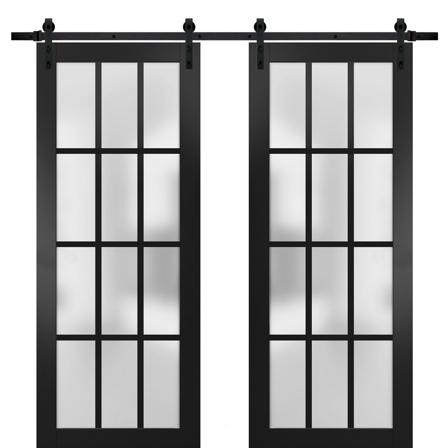 Sturdy Double Barn Door with Frosted Glass 12 Lites | Felicia 3312 ...