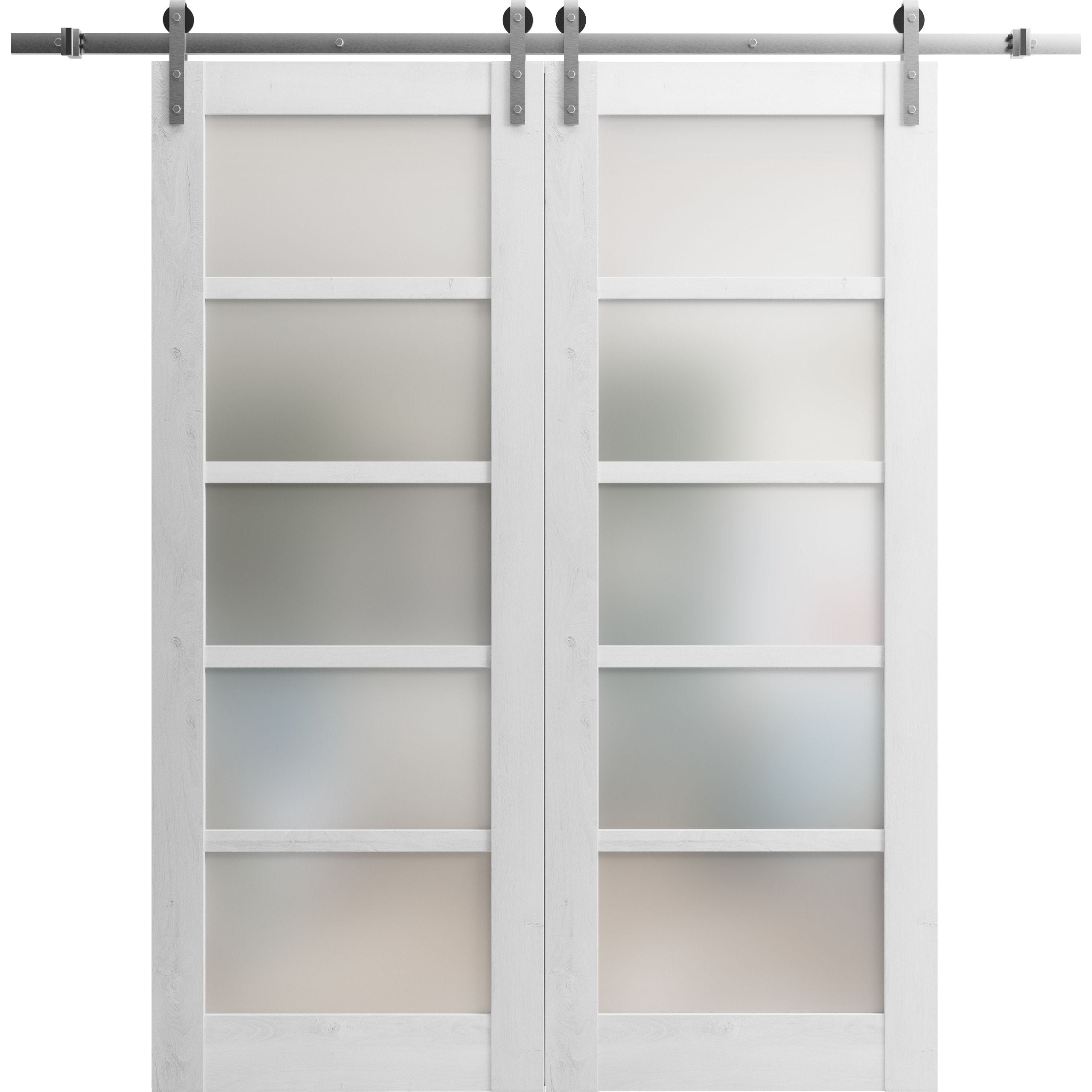 Sturdy Double Barn Door with Frosted Glass | Quadro 4002 Nordic White ...