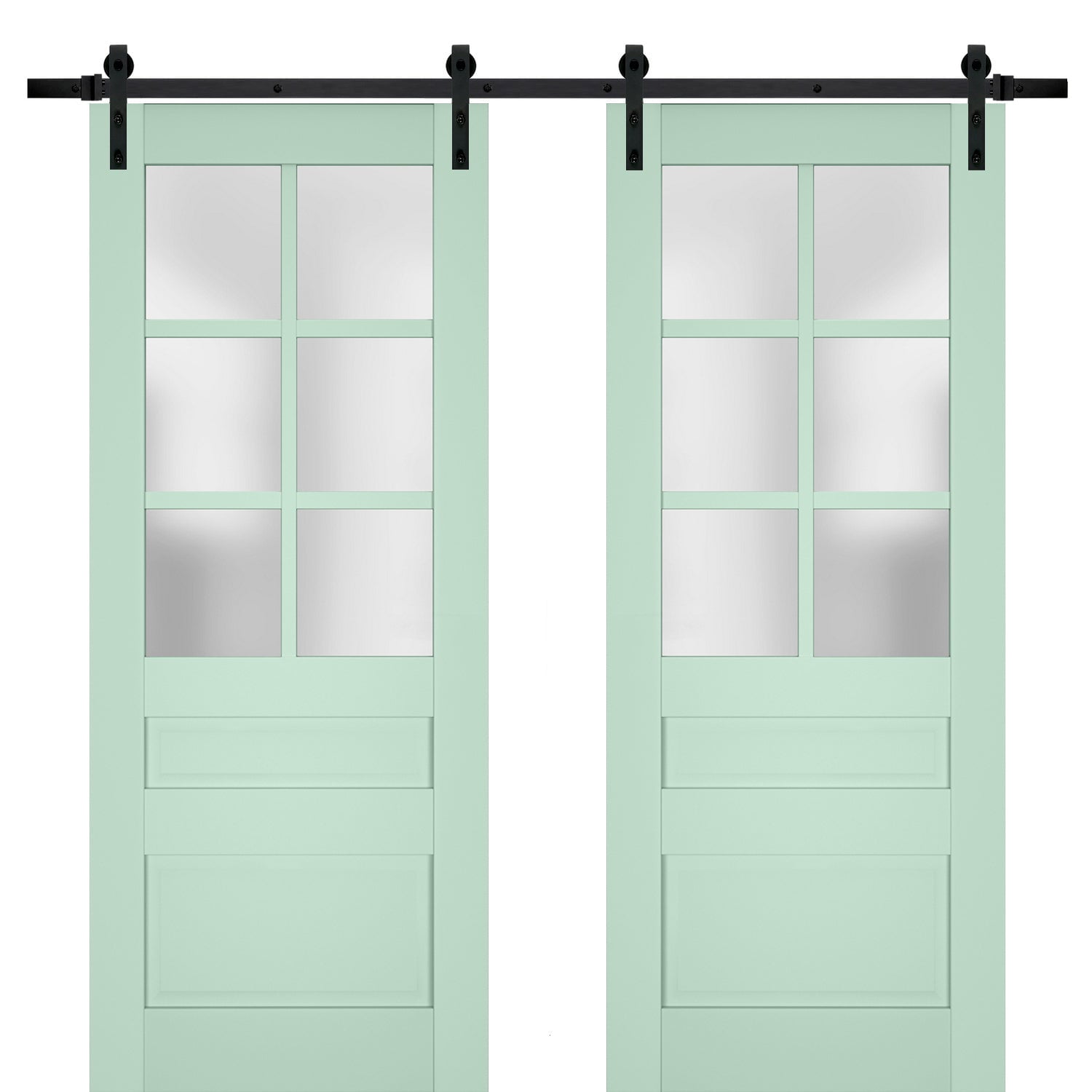 Sturdy Double Barn Door with Frosted Glass | Veregio 7339 Oliva | 13FT ...
