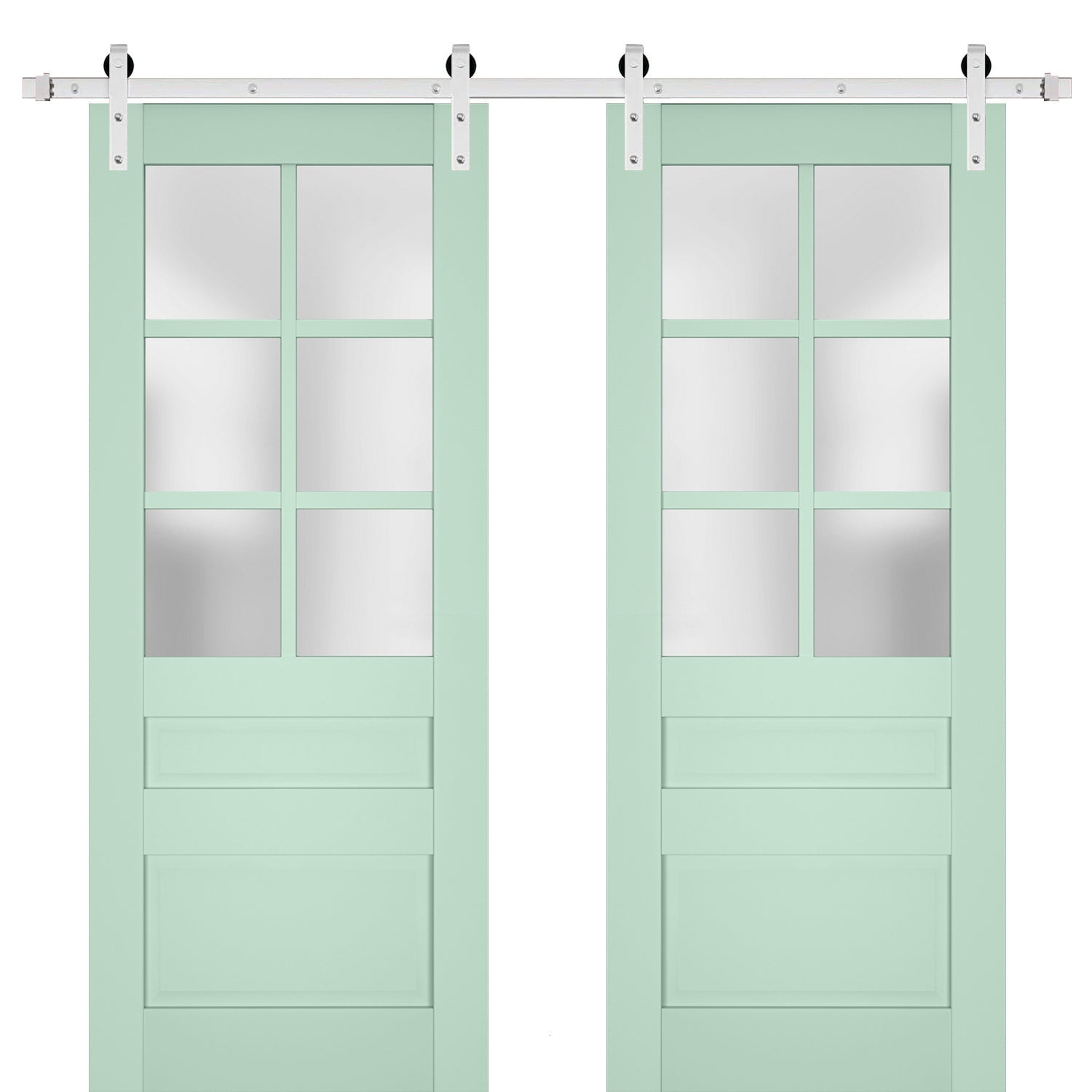 Sturdy Double Barn Door with Frosted Glass | Veregio 7339 Oliva | 13FT ...