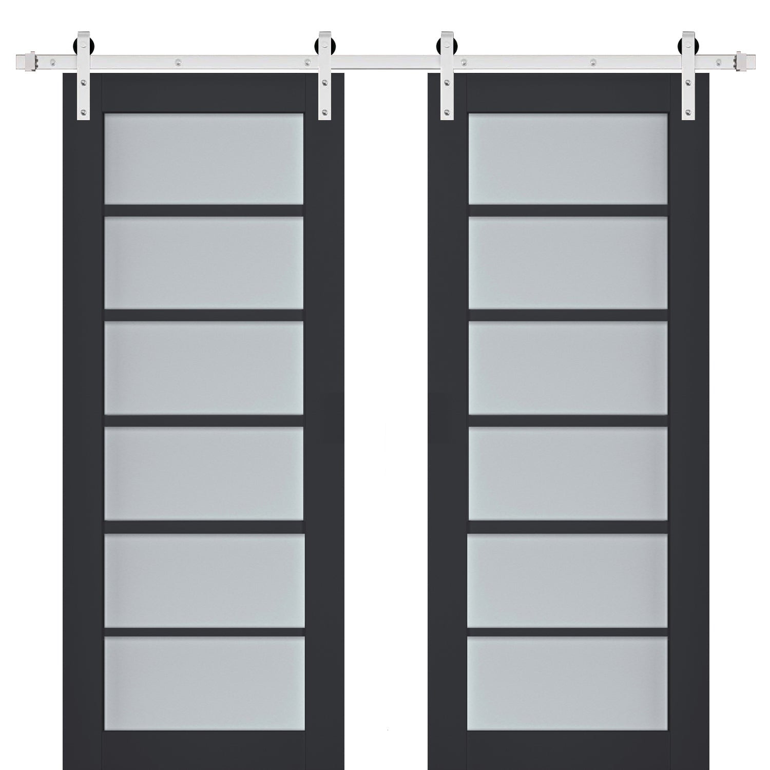 Sturdy Double Barn Door with Frosted Glass | Veregio 7602 Antracite ...