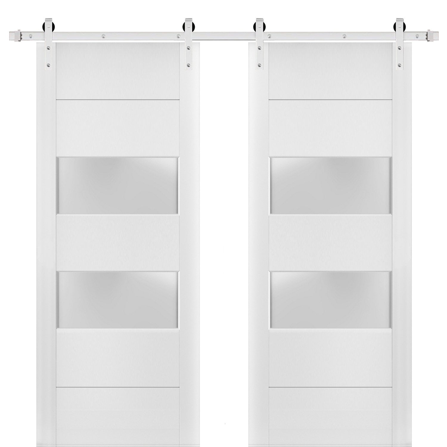 Sturdy Double Barn Door with 2 lites | Lucia 4010 | 13FT Rail Hangers ...