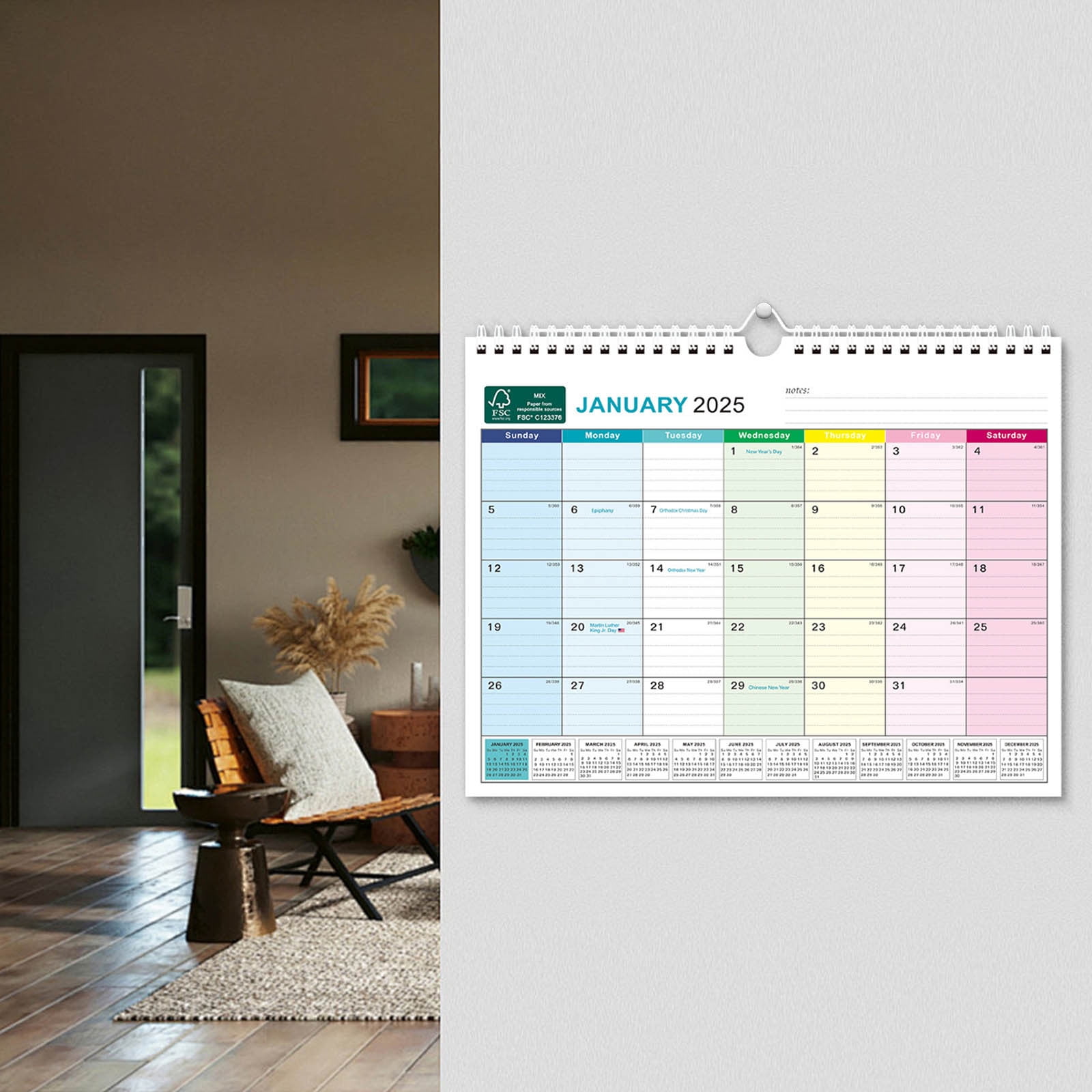 Sturdy Double Coil Binding Large Calendar Block January 2025 - 2026,To ...