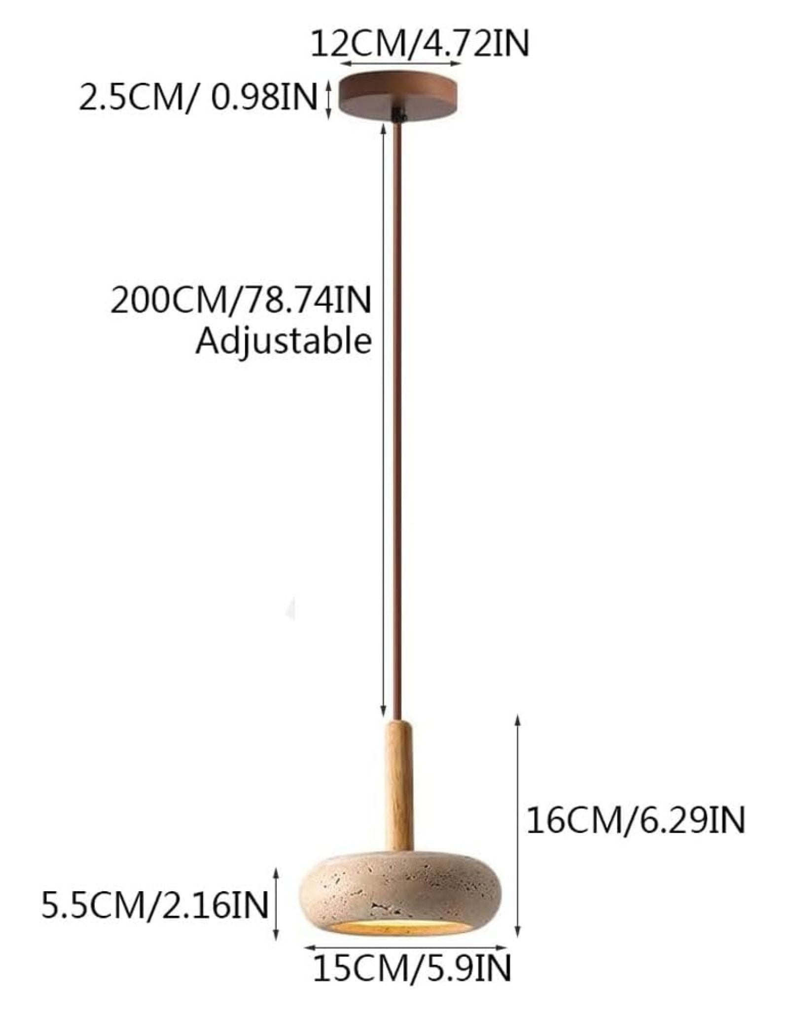 Sturdy Durable Wabi-Sabi Travertine Pendant Lamp Natural Stone Shade ...