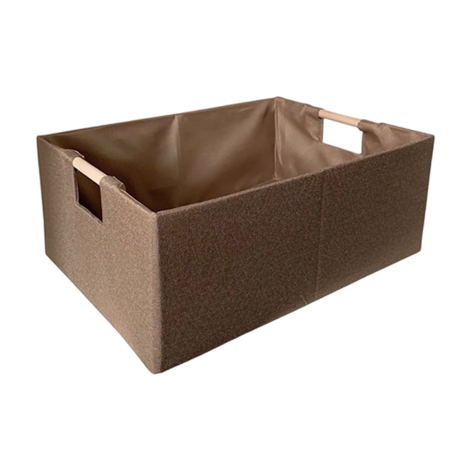 Sturdy Fabric Storage Box With Wooden Handles Reinforced Cardboard Base ...