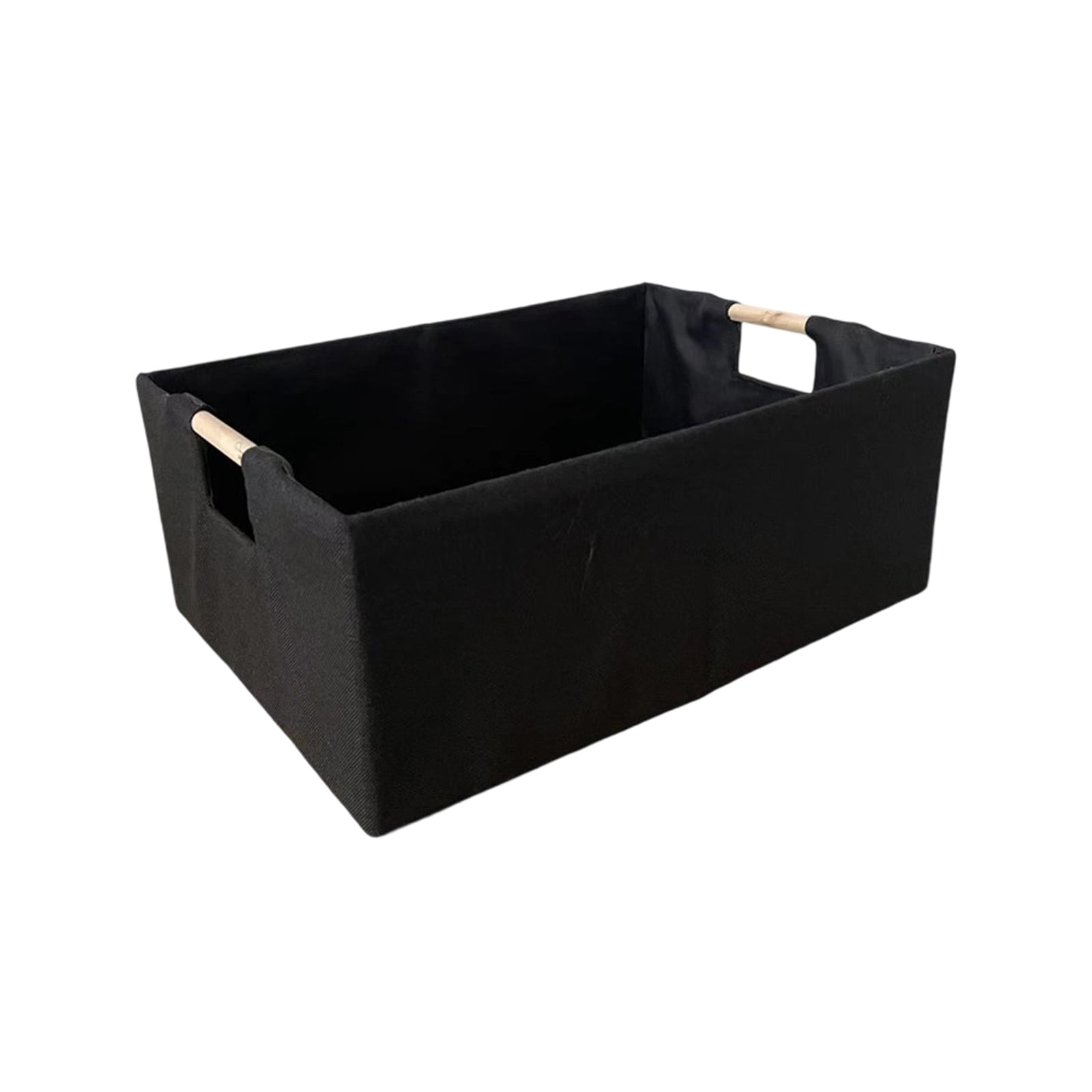 Sturdy Fabric Storage Box With Wooden Handles Reinforced Cardboard Base ...