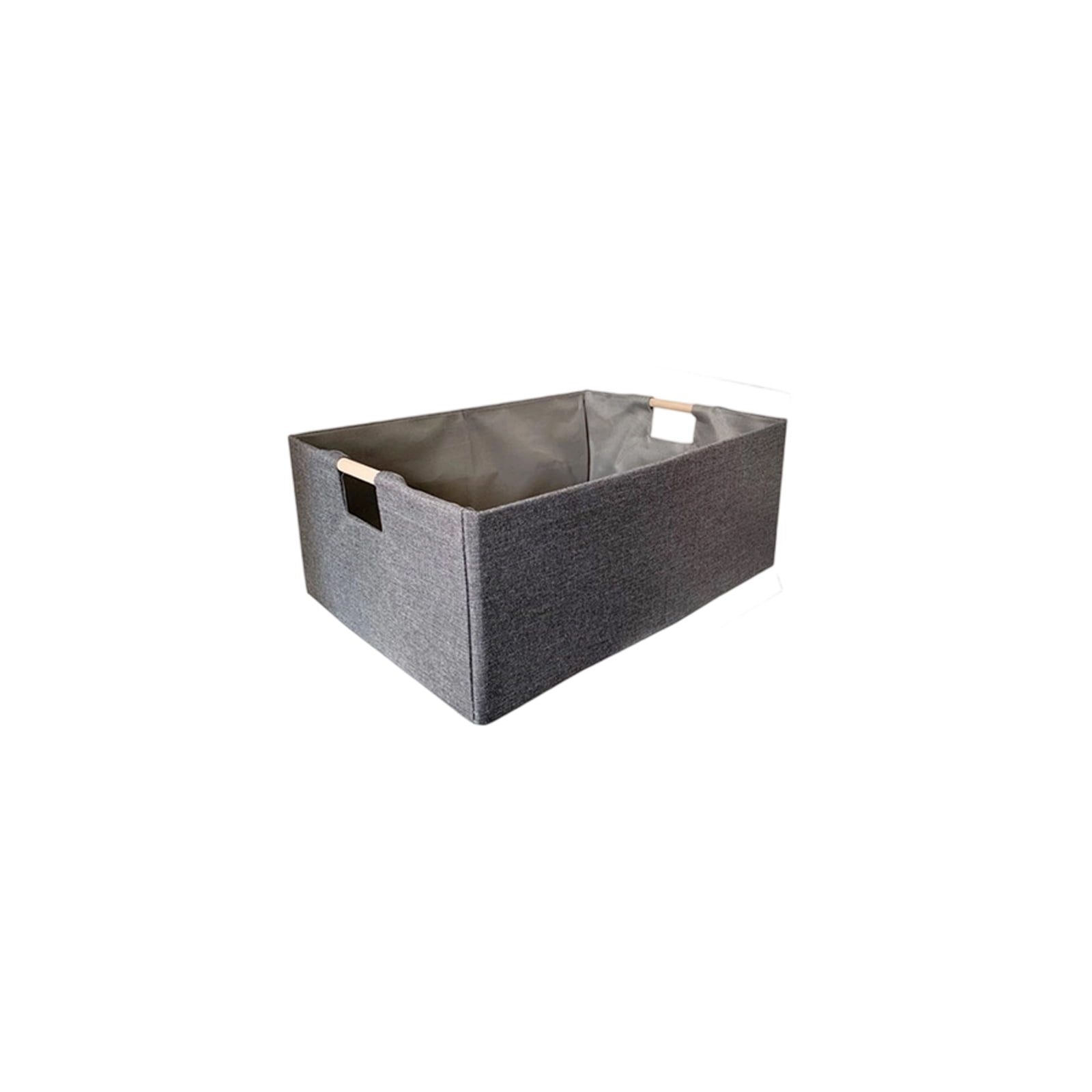 Sturdy Fabric Storage Box With Wooden Handles Reinforced Cardboard Base ...