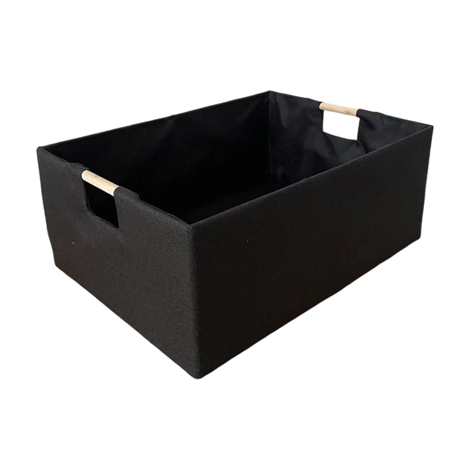 Sturdy Fabric Storage Box With Wooden Handles Reinforced Cardboard Base ...