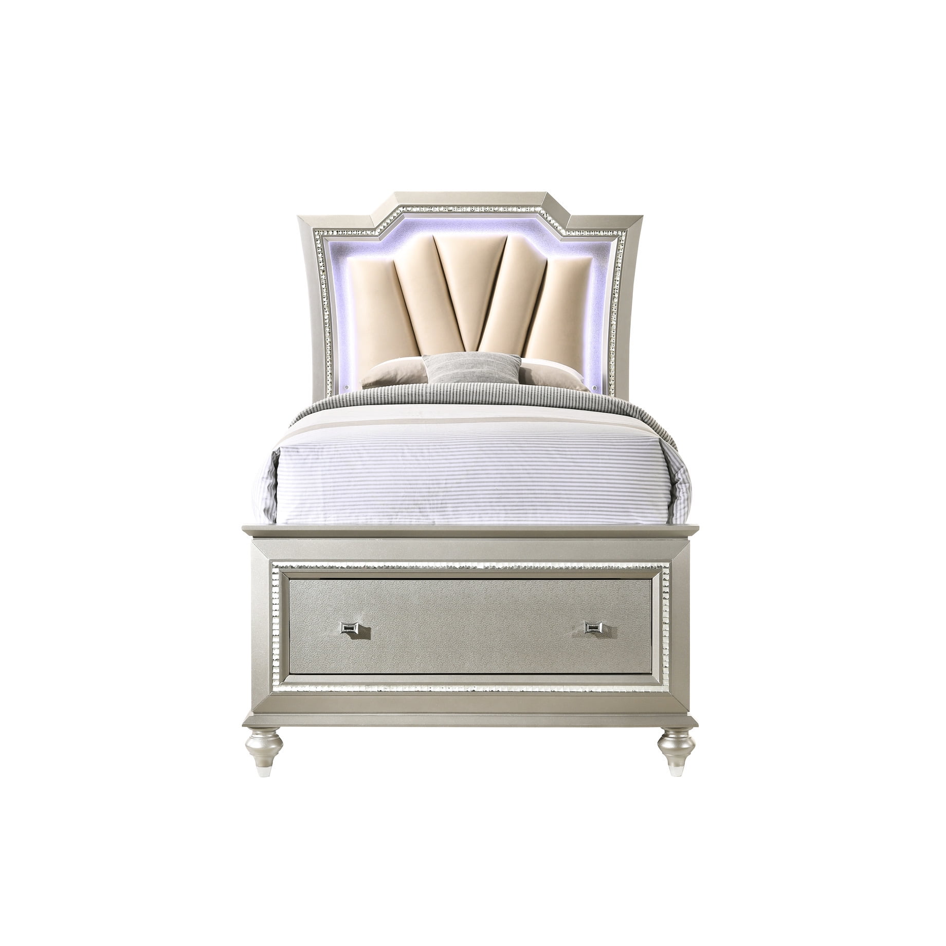 Sturdy Frame & 11 Supportive Slats - Bed with LED and Storage for Items ...