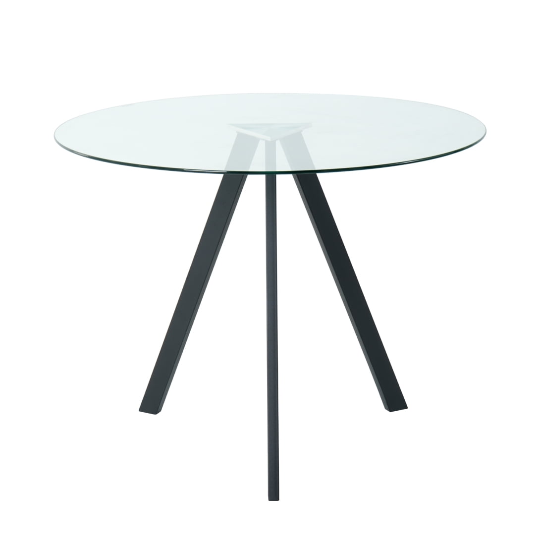 Sturdy Glass Dining Table with Black Metal Legs, Wobble-Free Design ...