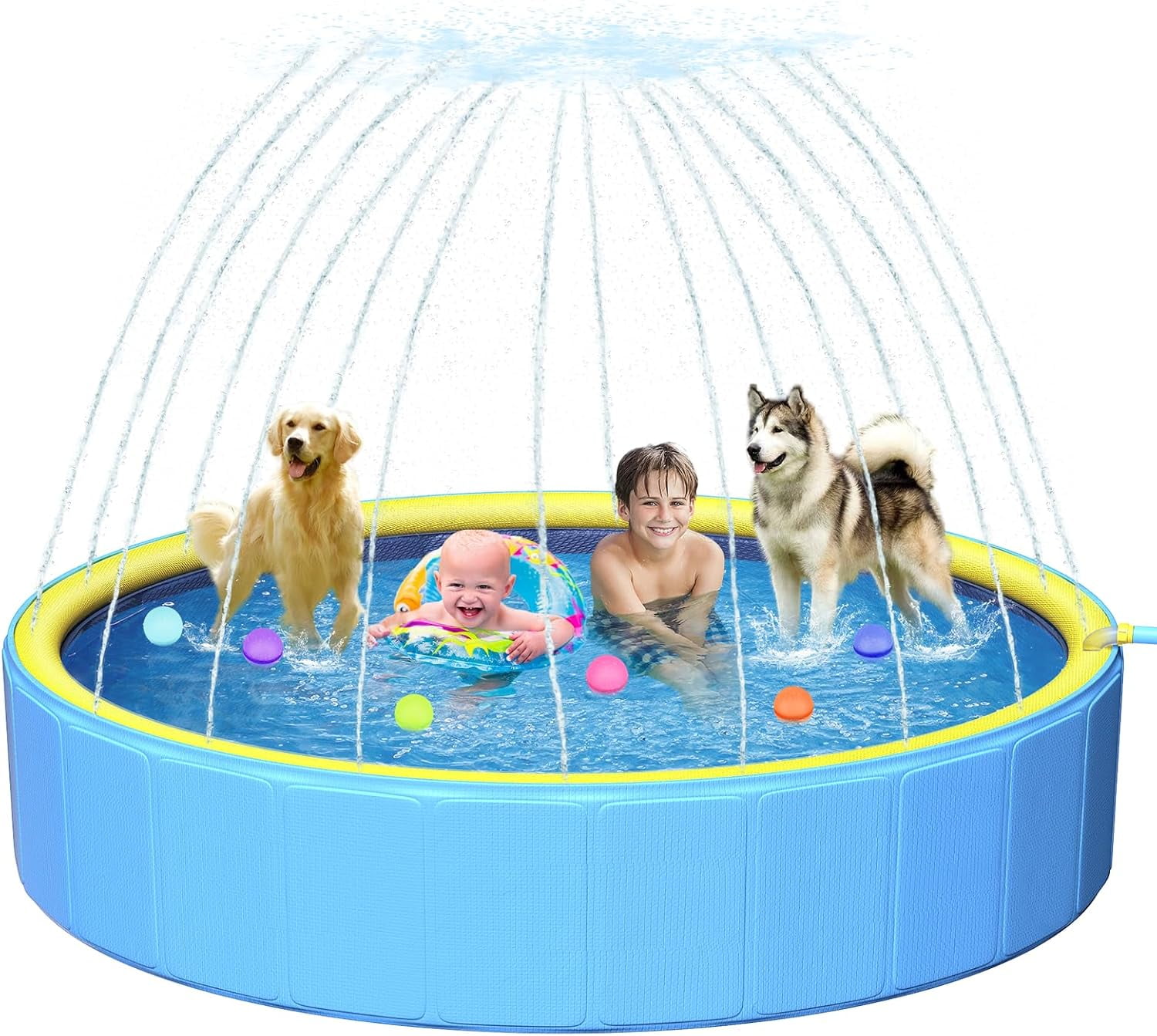 Sturdy Hard Plastic Dog Pool Anti-Slip 63In, Foldable Portable Kiddie ...