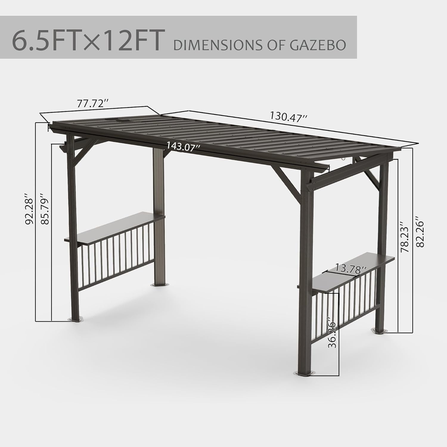 Sturdy Hardtop Grill Gazebo, Outdoor BBQ Shelter with 2 Side Shelves ...