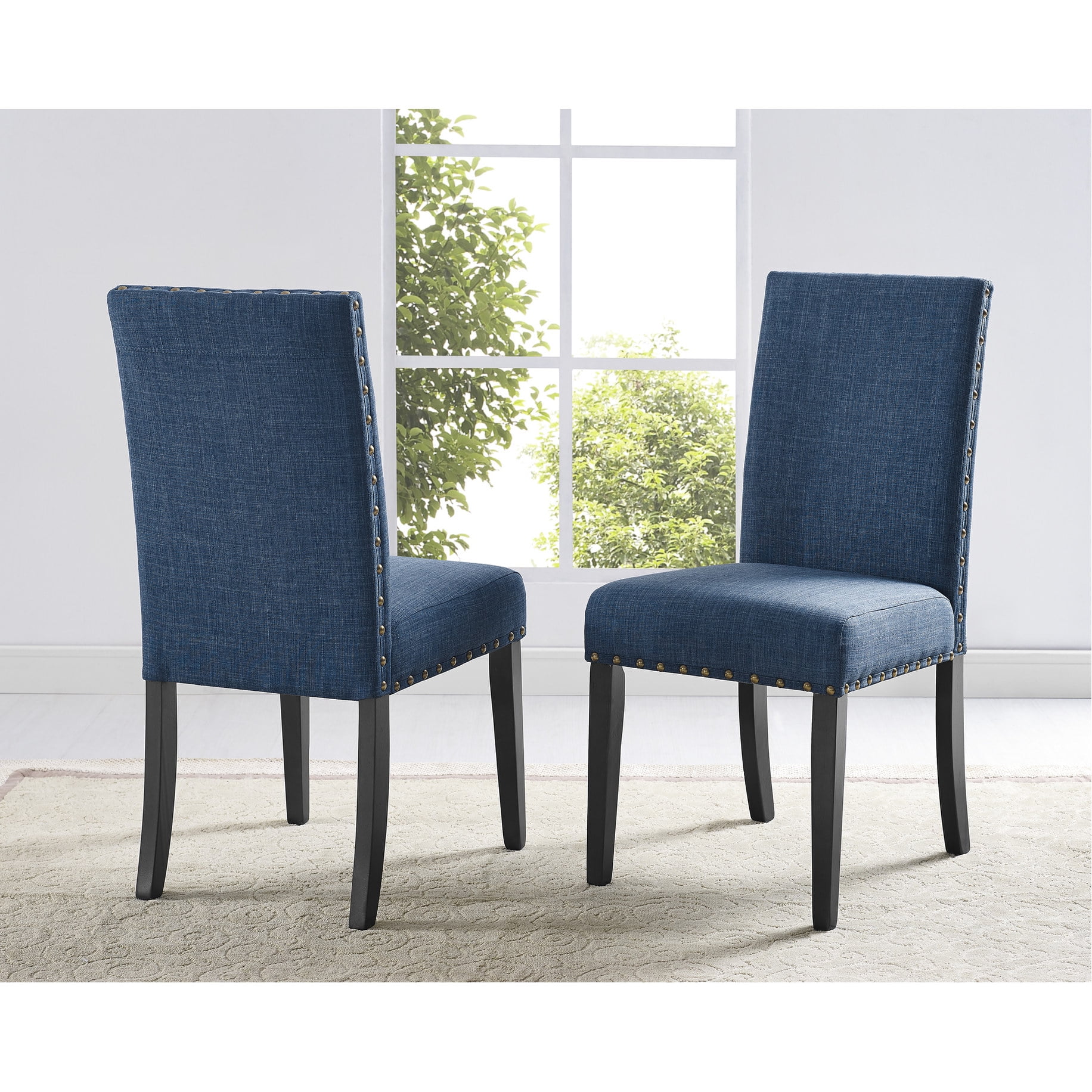 Sturdy Hardwood Frame + Blue Fabric - Durable Use, Multiple Dining ...
