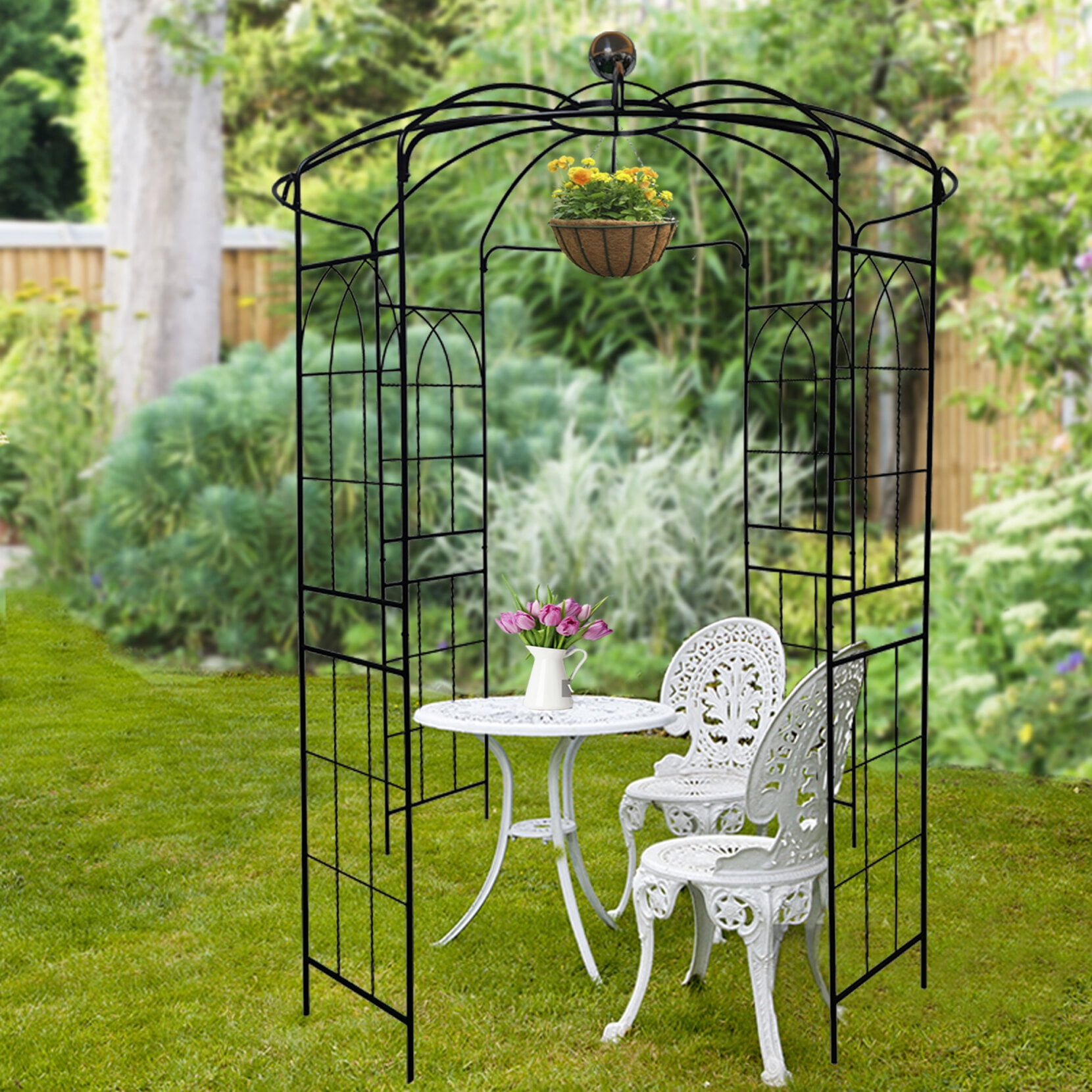 Sturdy Iron Wedding Arch Garden Arbor Birdcage Gazebo with Rust ...