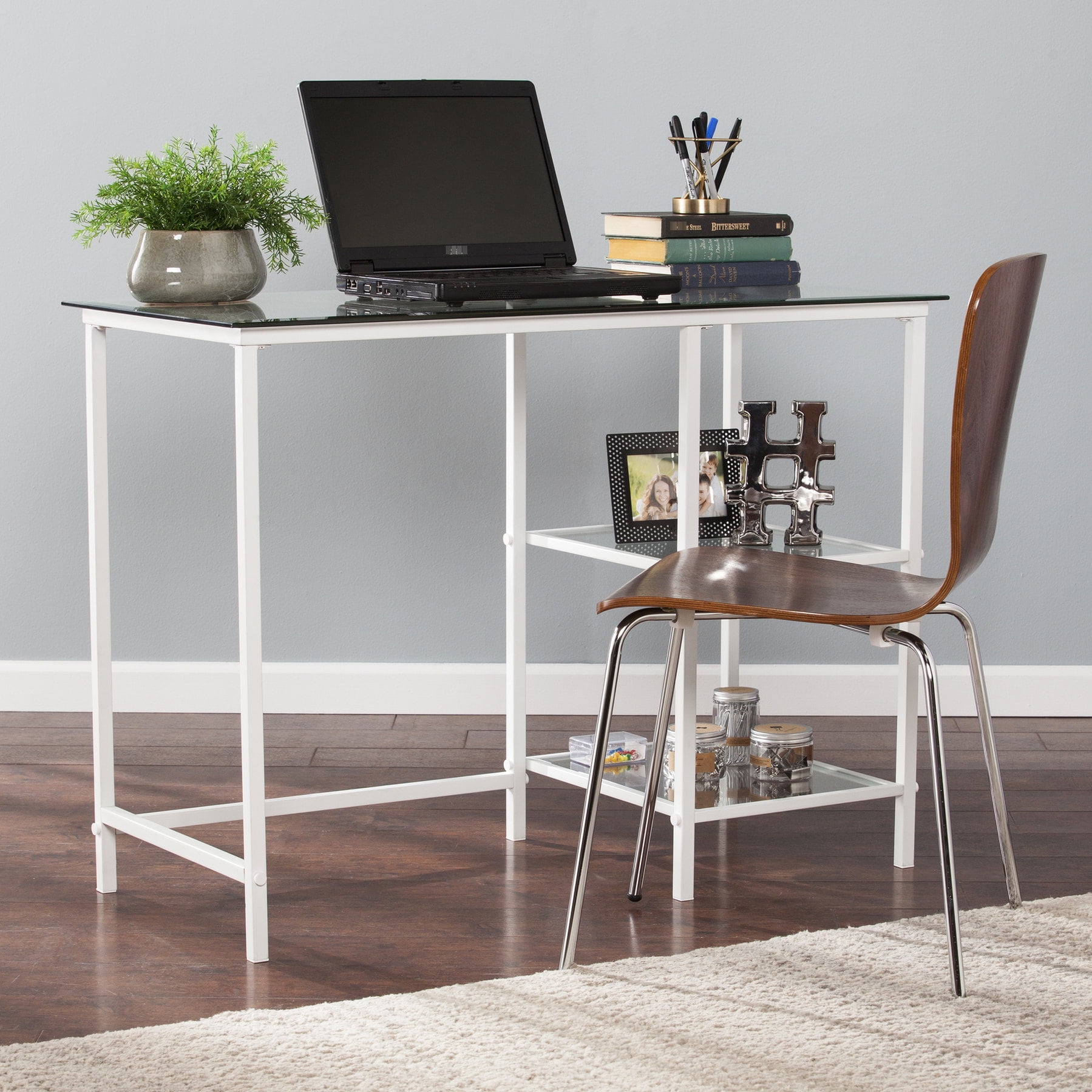 Sturdy Iron and Glass Desk - Offers Space for Work, Study, and ...