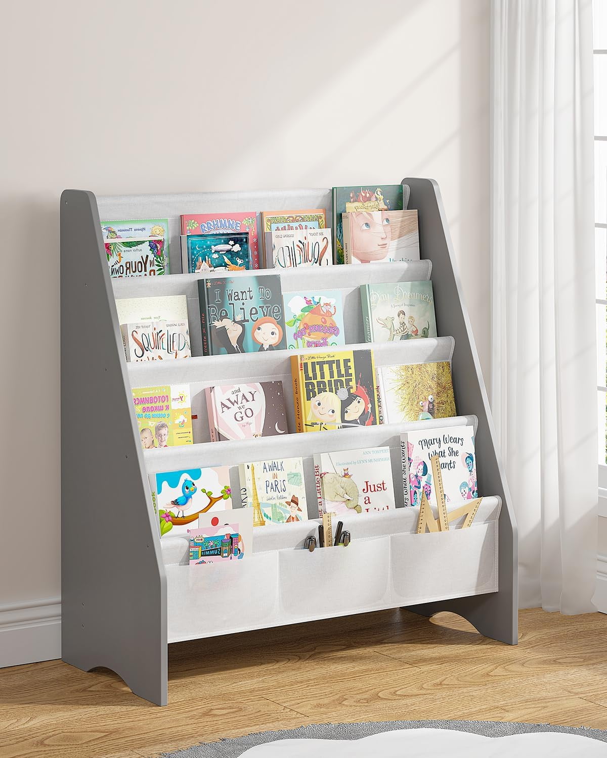 Sturdy Kids Bookshelf, Book Shelf for Kids Room with Tear-Proof Oxford ...