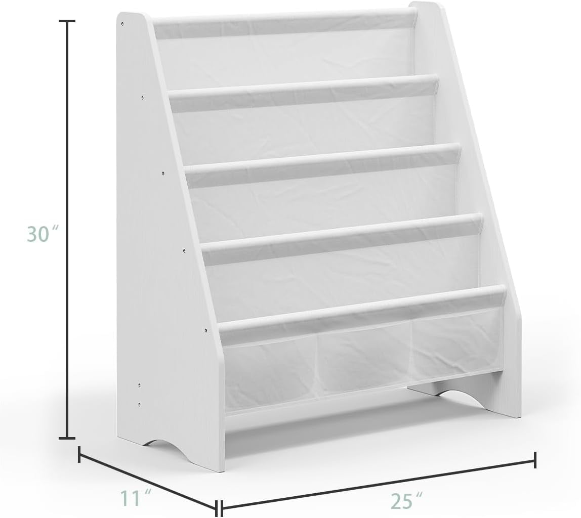 Sturdy Kids Bookshelf, Eco-Safe 4-Tier Sling Bookshelf for Kids Room ...
