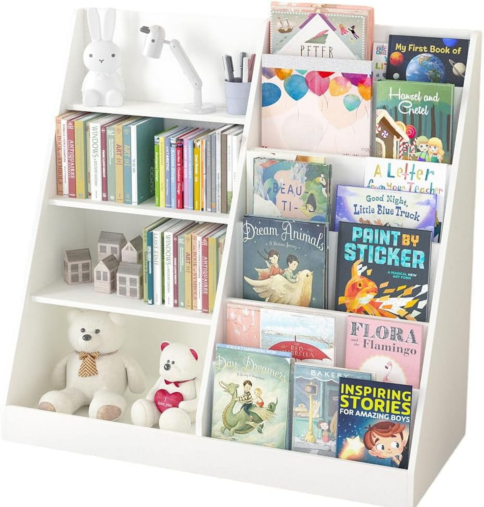 Sturdy Kids Bookshelf and Toy Storage Organizer, 4+6 Tier Wooden ...