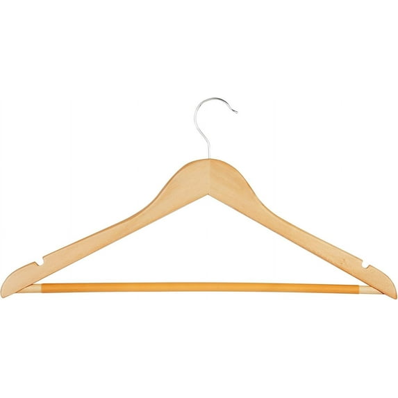 Sturdy Maple Wood Hangers – Non-Slip Grooved Bar, Perfect for Shirts ...