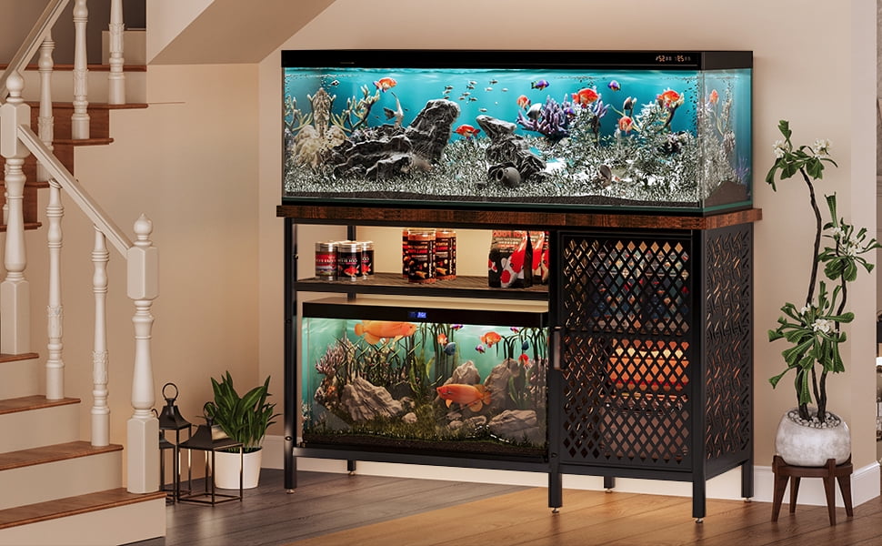Sturdy Metal Aquarium Stand for 55-75 Gallon Tanks with Built-in ...