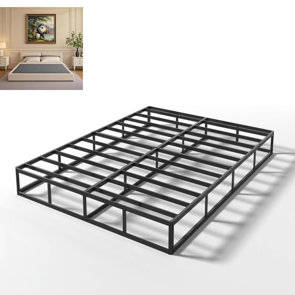 Sturdy Metal Box Spring Mattress Foundation for Queen Bed, Non-Slip ...