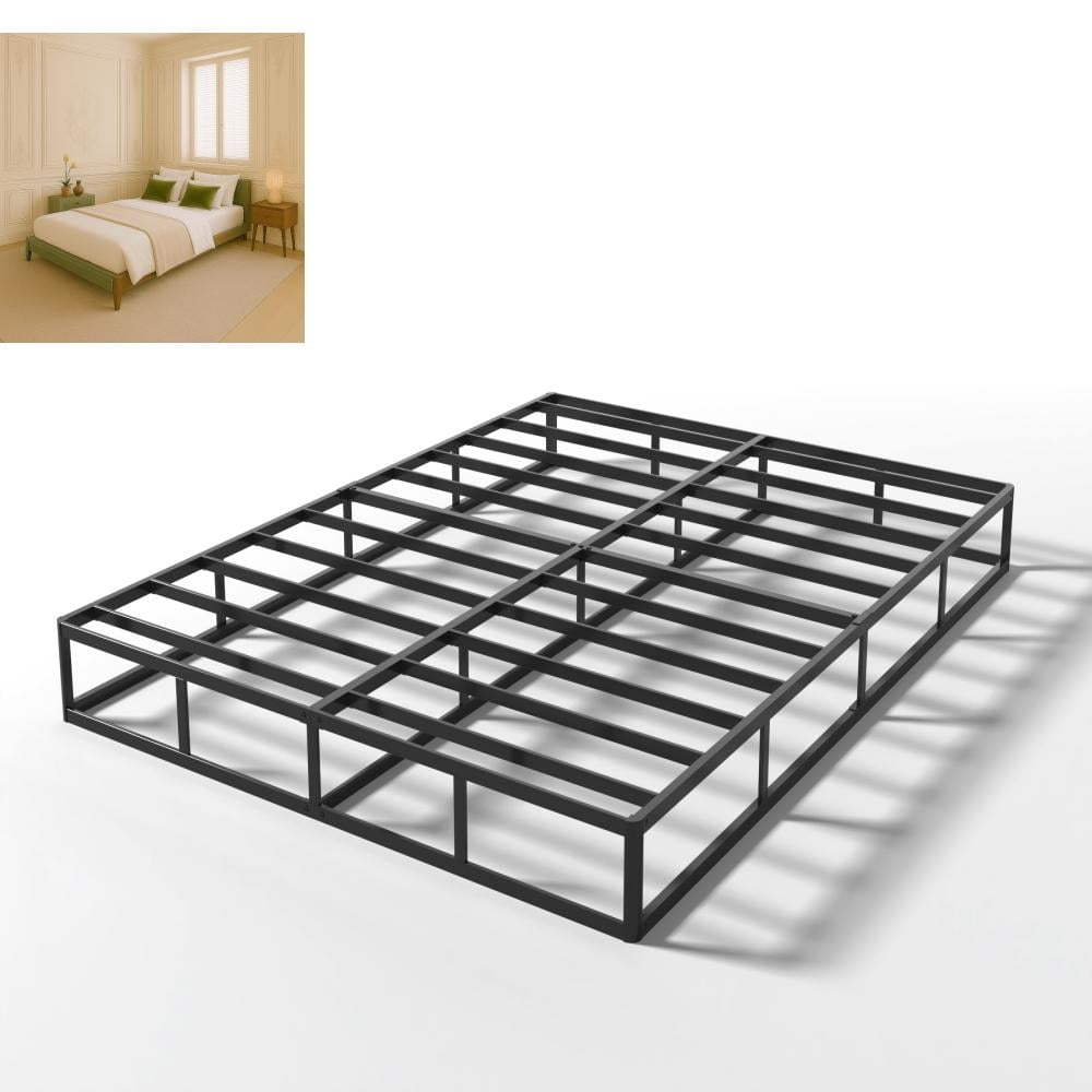 Sturdy Metal Box Spring Mattress Foundation for Queen Bed, Non-Slip ...