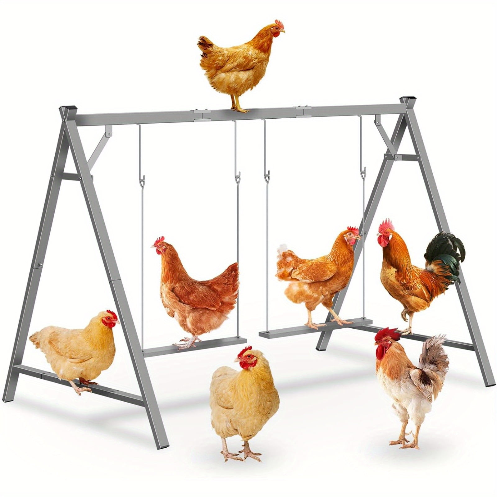 Sturdy Metal Chicken Perch with Swing & Roosting Bars - Multi-Level ...