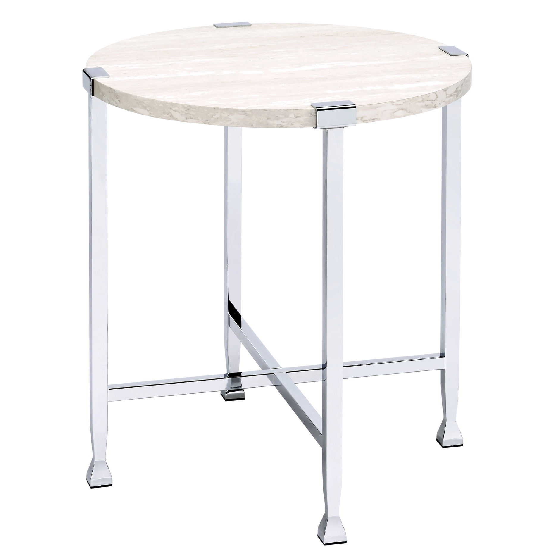 Sturdy Metal Crossbar Support, Round End Table - Ensures Stability in ...