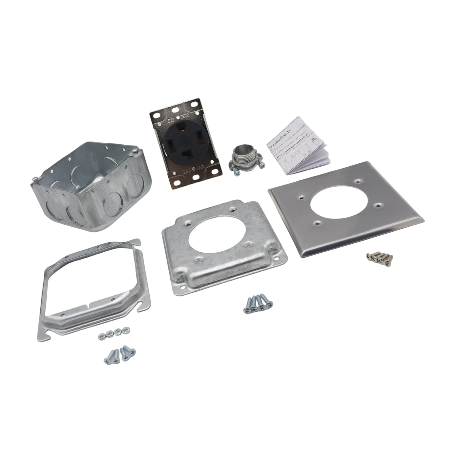Sturdy Metal Outlet Box Installation Set for NEMAs 14 30R 30.0A 250V ...