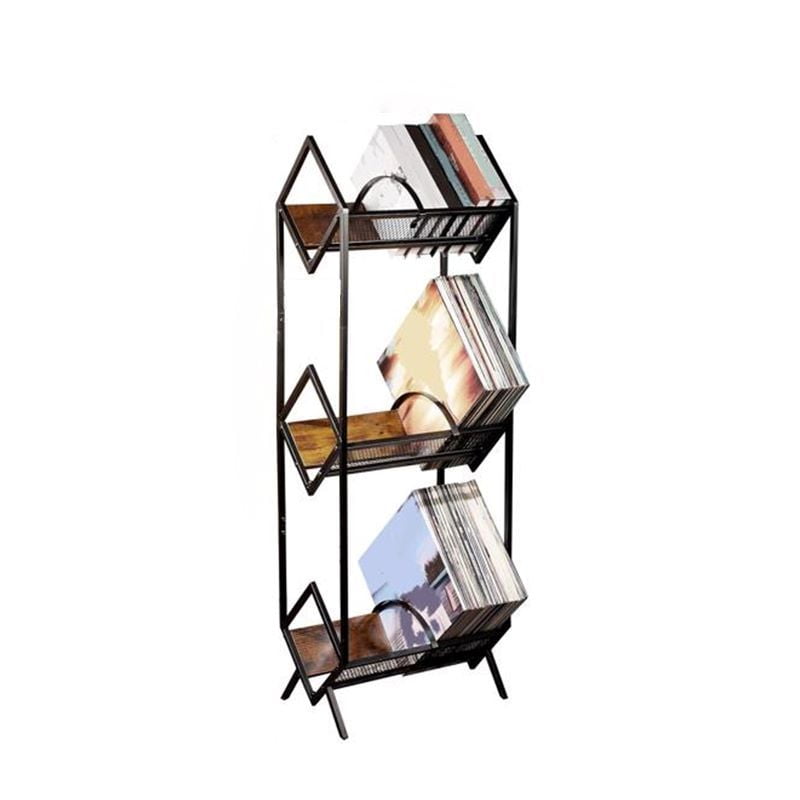 Sturdy Metal Record Player Stand with Vinyl Storage, Book Shelving, and ...