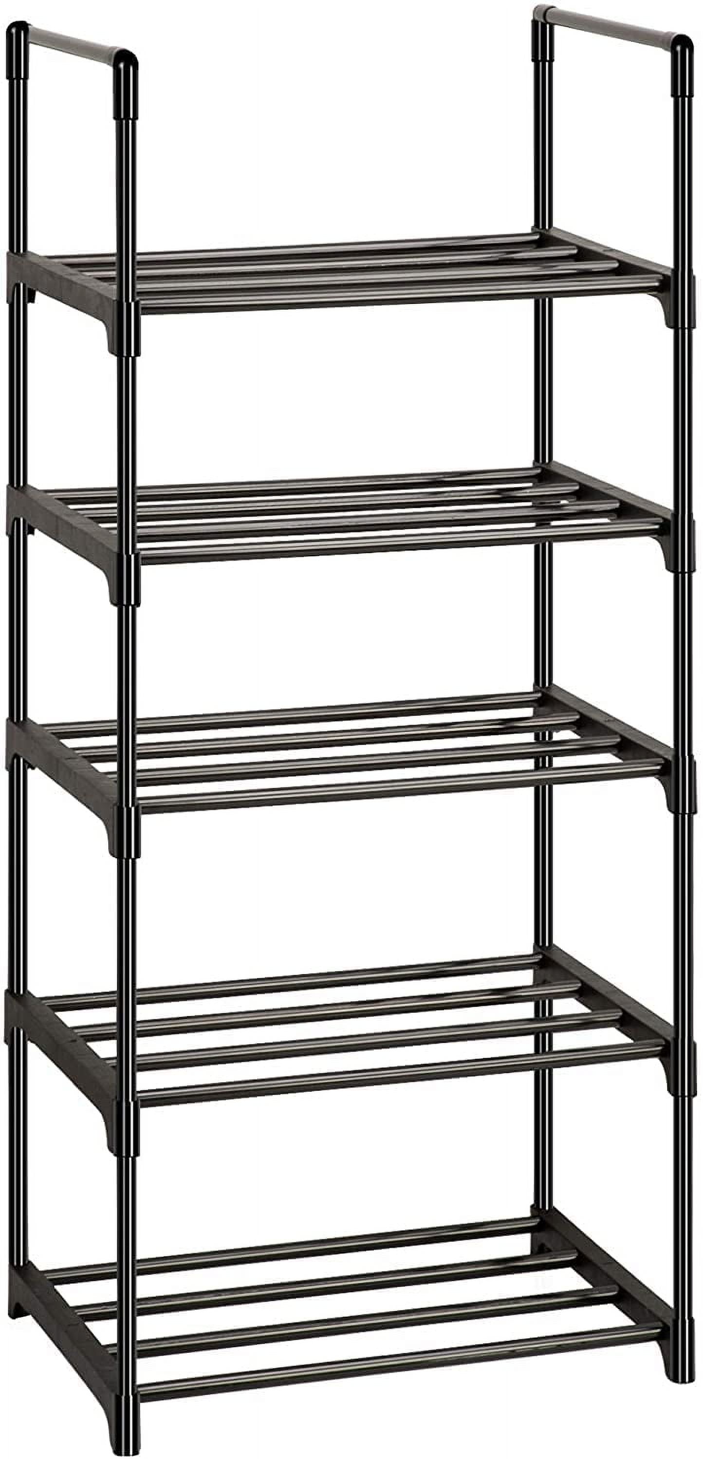 Sturdy Metal Shoe Stand, Narrow Closet Shoe Rack with Multiple Shelves ...