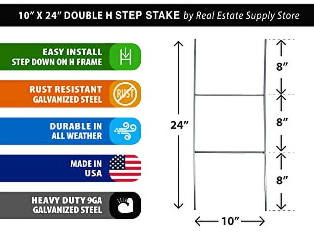 Sturdy Metal Wire Step Stake Frame for Yard Signs x inch H Sign Spikes ...