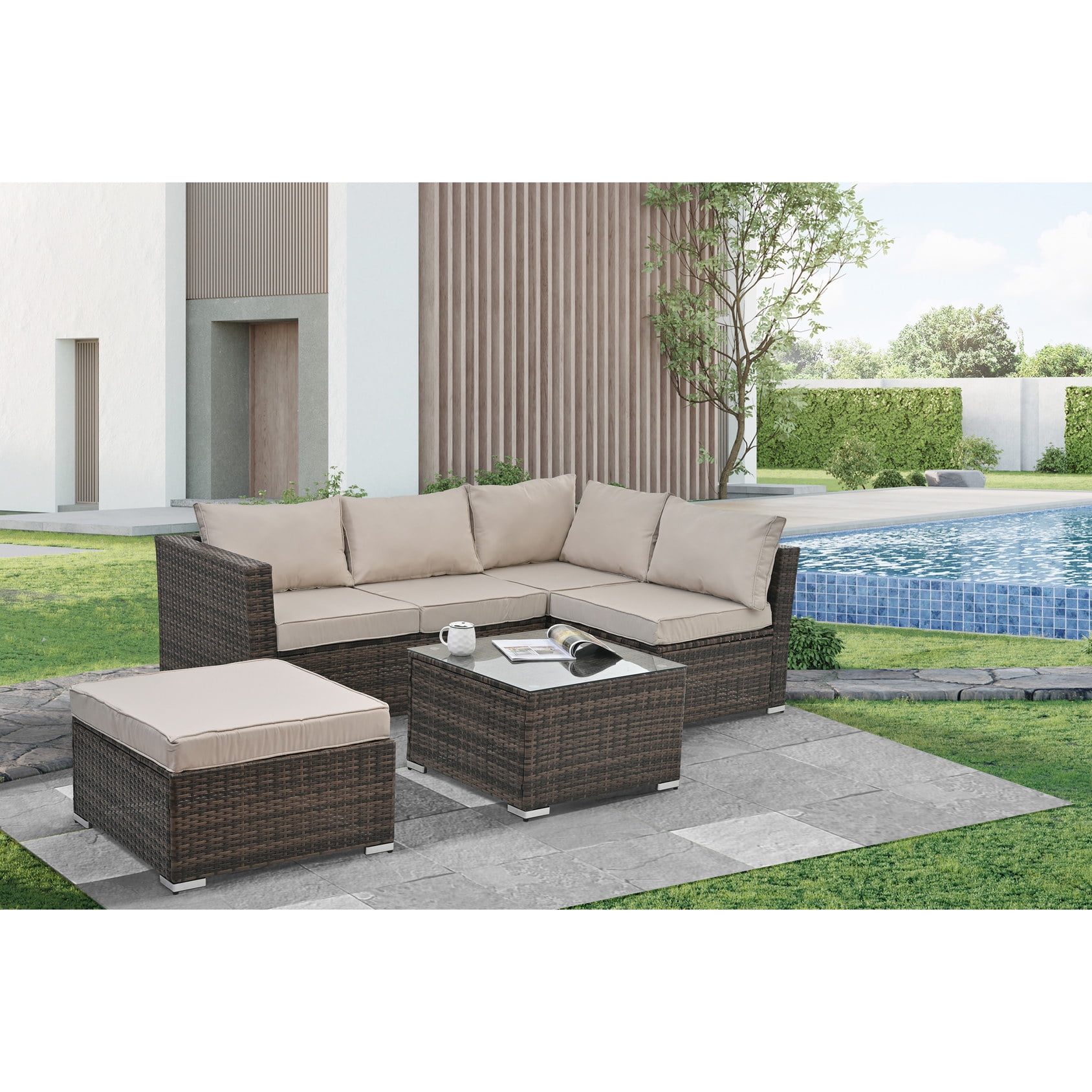 Sturdy Metal - framed Wicker Furniture / Versatile Use in Backyard and ...