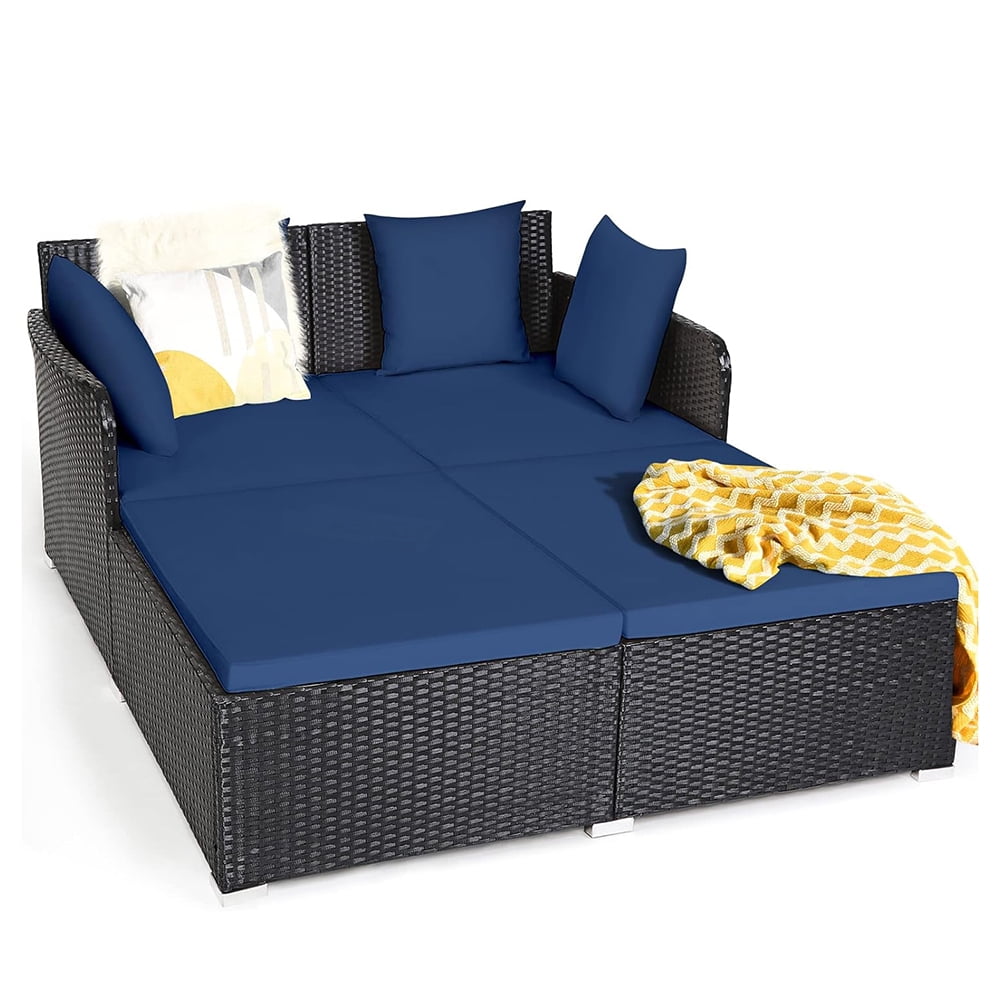 Sturdy Outdoor Daybed, Rattan Wicker Patio Daybed, Patio Sofa Furniture ...