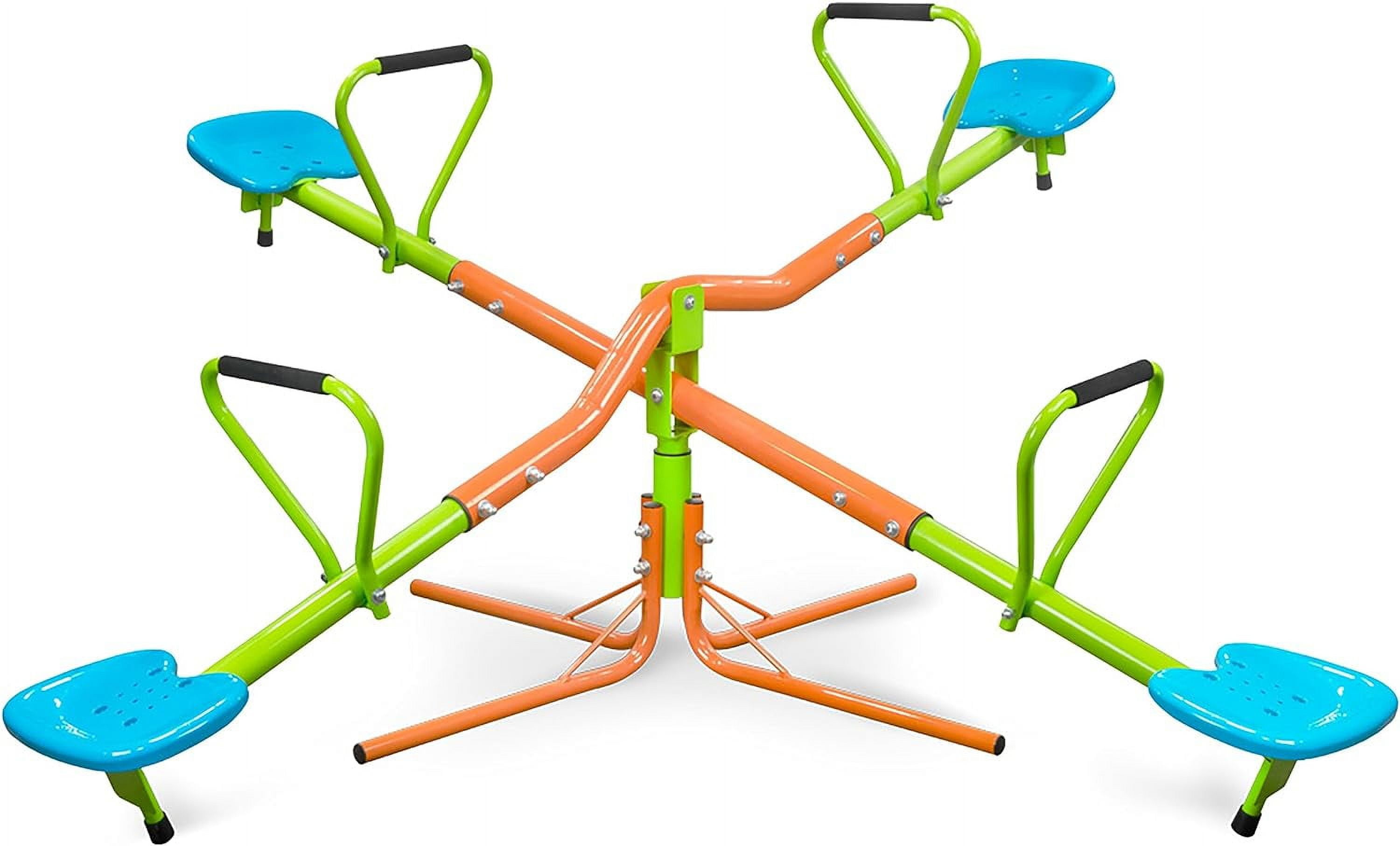 Sturdy Plastic Seesaw for Kids 360° Rotating Seats Blue and Green ...