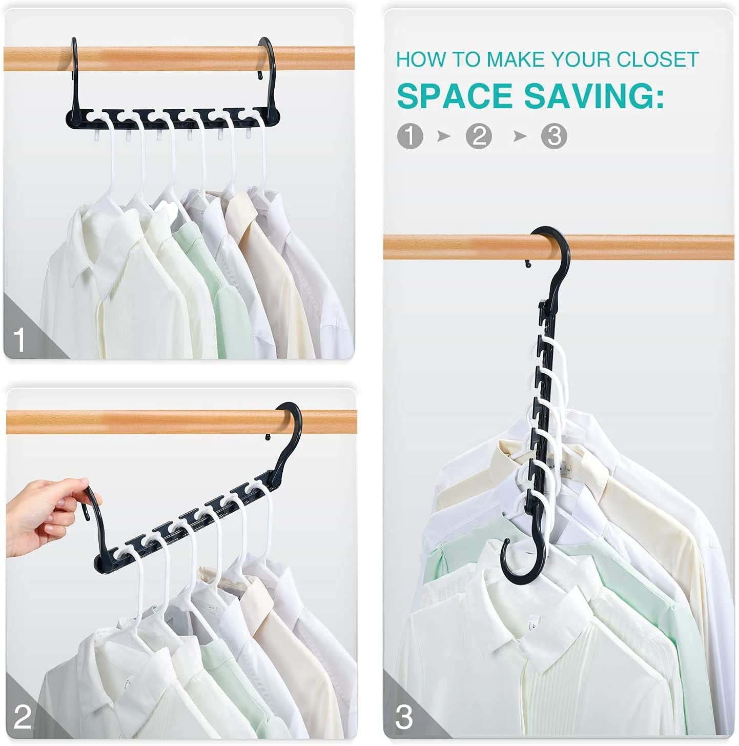 Sturdy Plastic Space Saving Hangers Cascading Hanger Organizer Closet ...