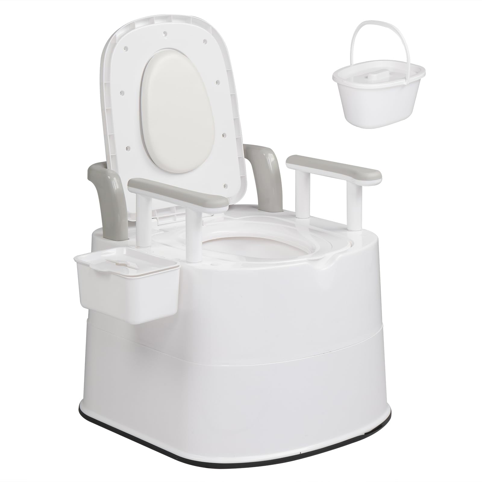 Sturdy Portable Toilet for Adults Camping, Commode with Back Support ...